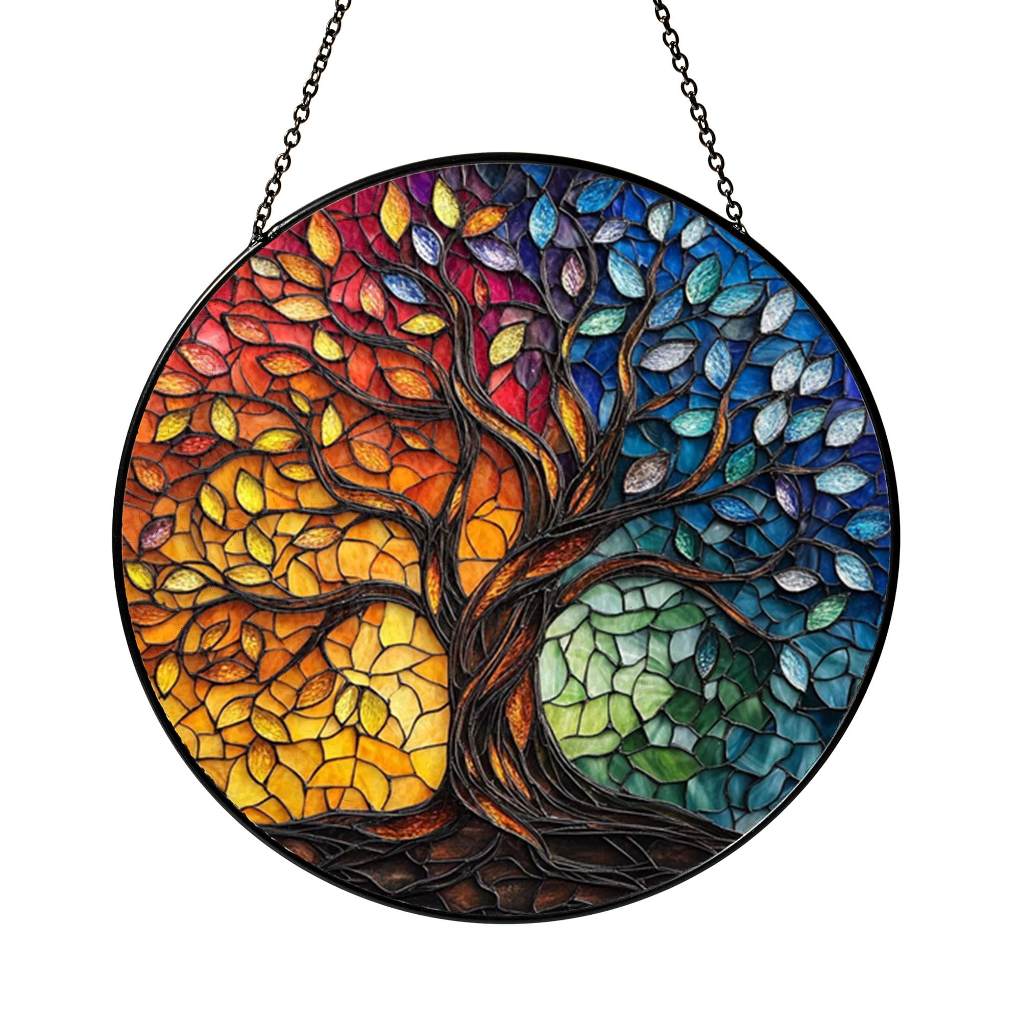 Colorful Tree Pattern Stained Glass Suncatcher – Window Decor - Walmart.com
