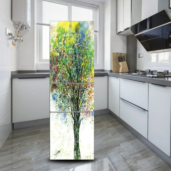 Colorful Tree Refrigerator Stickers Graffiti Art Fridge Cover ...