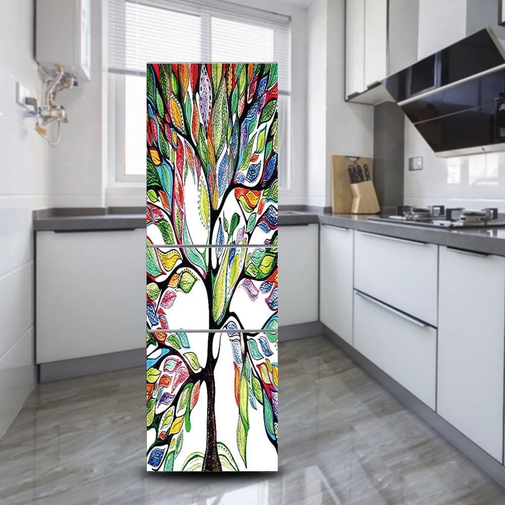 Colorful Tree Refrigerator Stickers Graffiti Art Fridge Cover ...