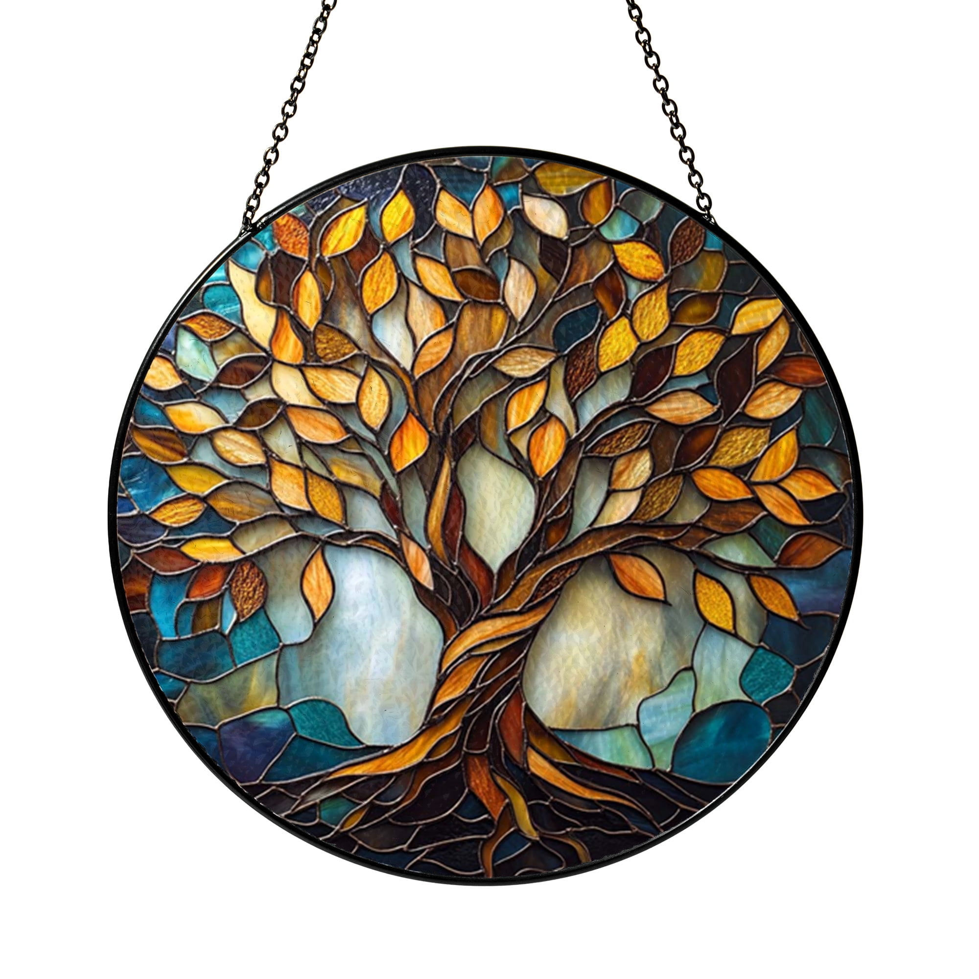 Colorful Tree Stained Glass Style Ceramic Ornament – Nature Inspired ...