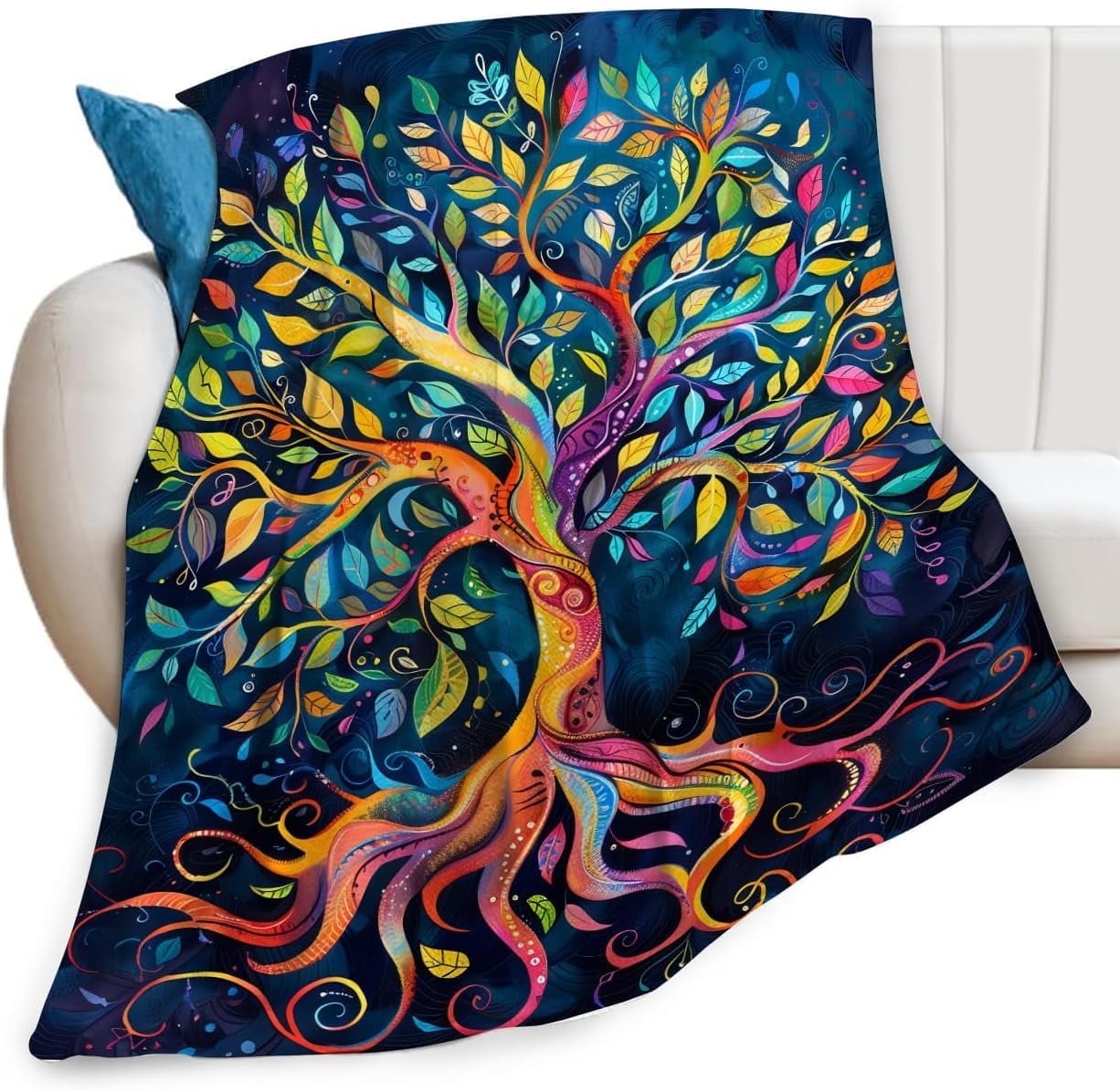 Colorful Tree Throw Blanket Tree of Life Print Blankets Gifts for Couch ...