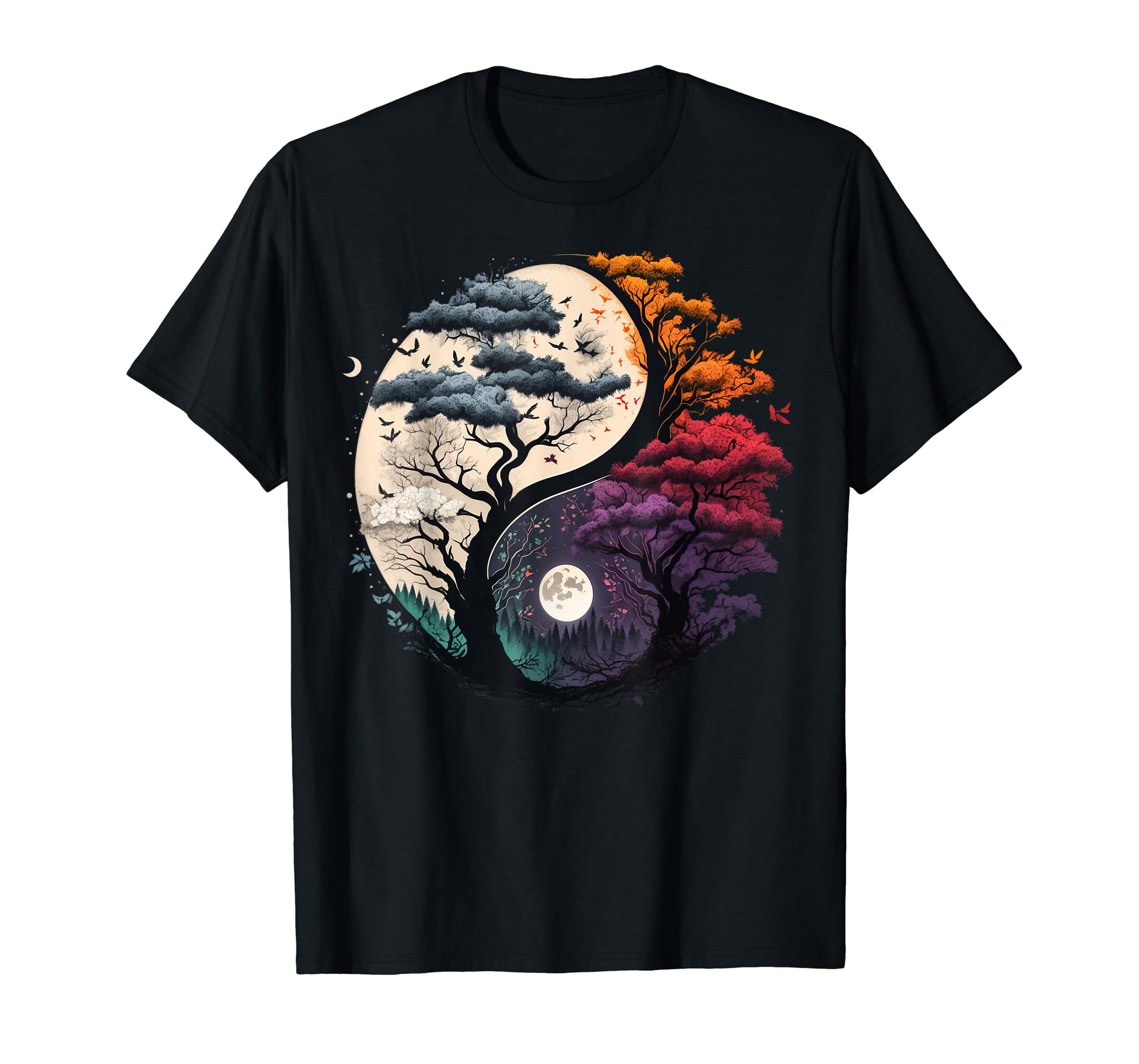Colorful Tree of Life Yin Yang T-Shirt for Harmony and Balance ...