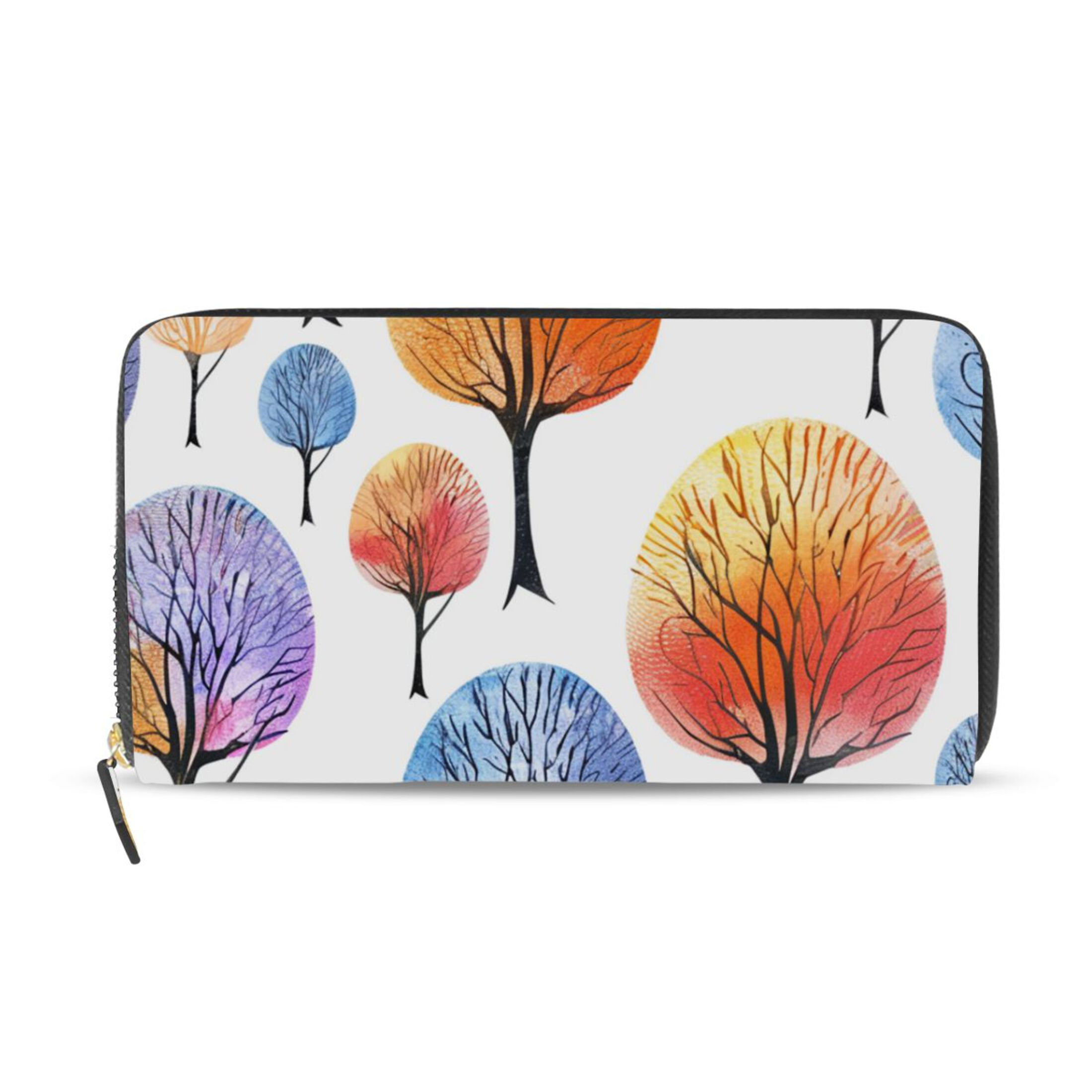 Colorful Trees Cartoon Women's Long Zipper Wallet Bifold Clutch Purse ...