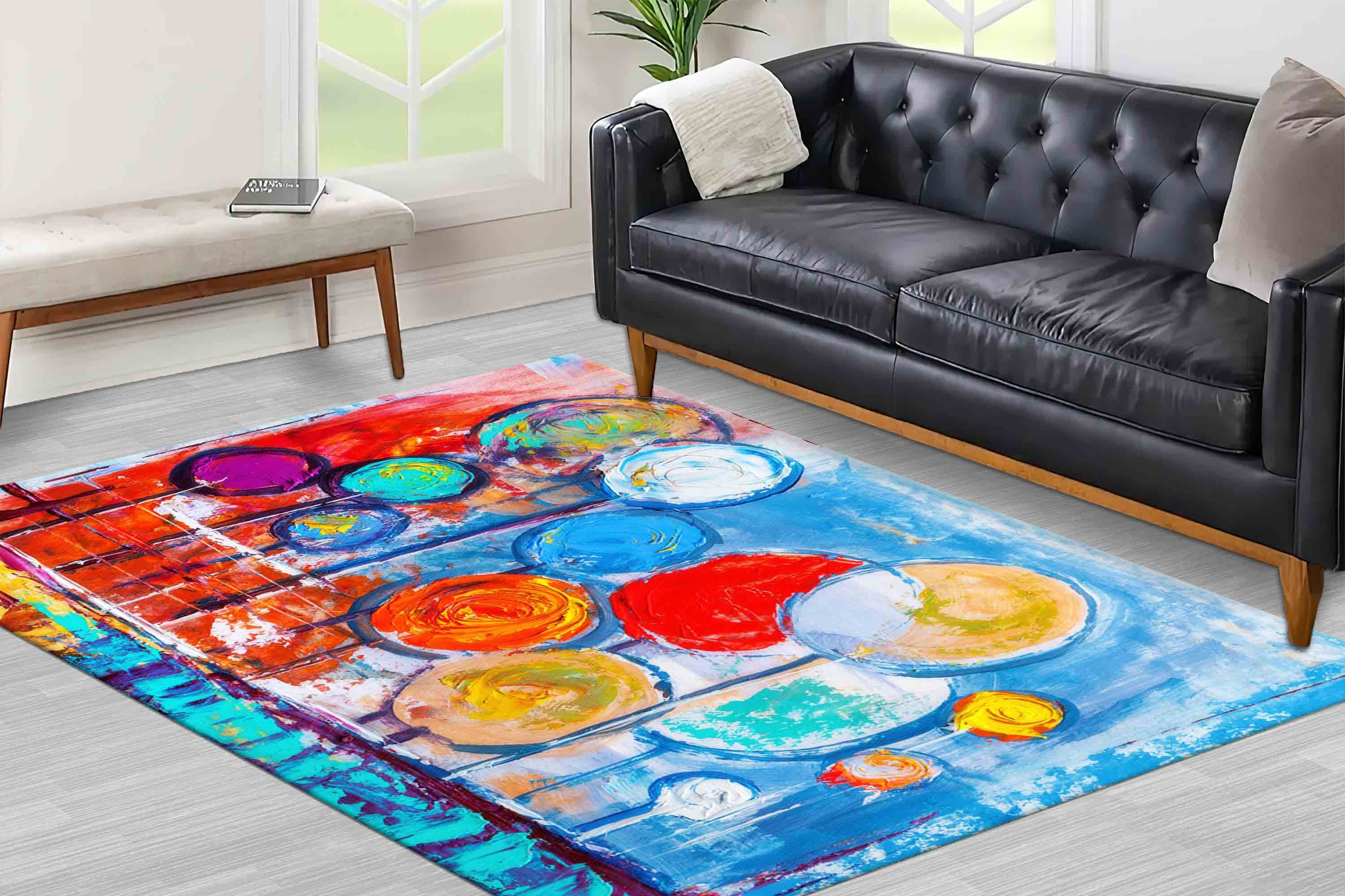Colorful Trees Painting Rug, Colorful Rugs, Abstract View Rug, Luxury ...