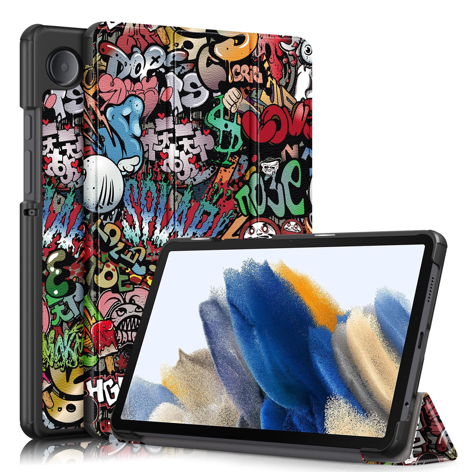 Colorful Tri-Fold PC Hard Shell Tablet Case - Protective Cover for ...
