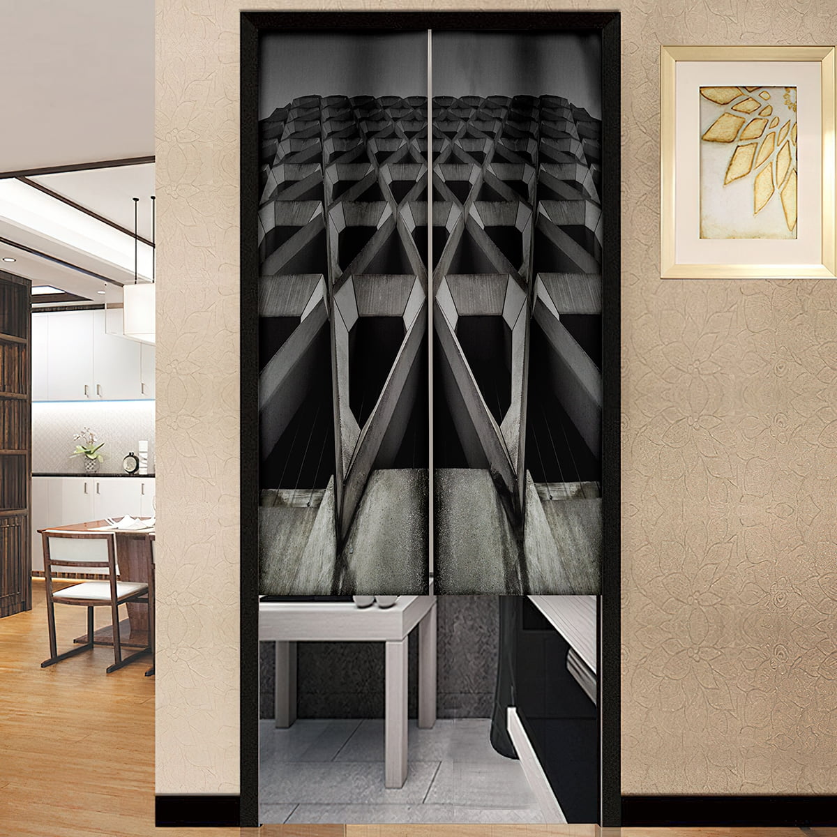 Colorful Triangle 3d Abstract Geometric Door Curtains Bedroom Kitchen ...