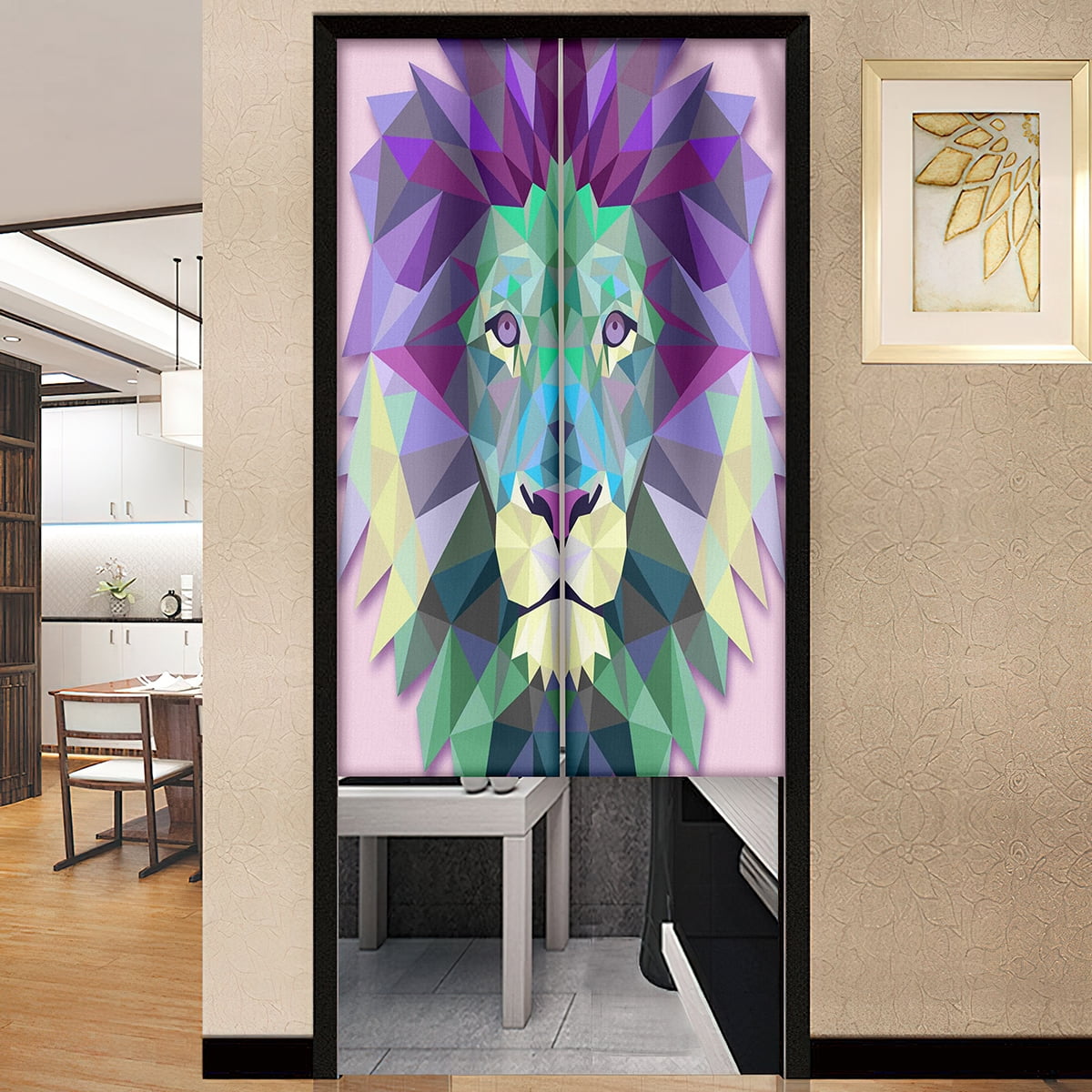 Colorful Triangle 3d Abstract Geometric Door Curtains Bedroom Kitchen ...