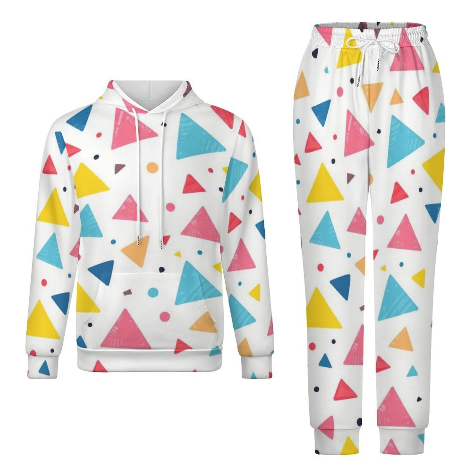 Colorful Triangle Pattern(12) Hoodie + Pants Suit Cool Men/Women 2 Pcs ...