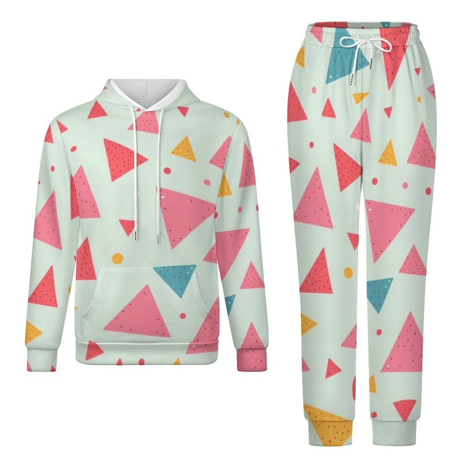 Colorful Triangle Pattern(15) Hoodie + Pants Suit Cool Men/Women 2 Pcs ...