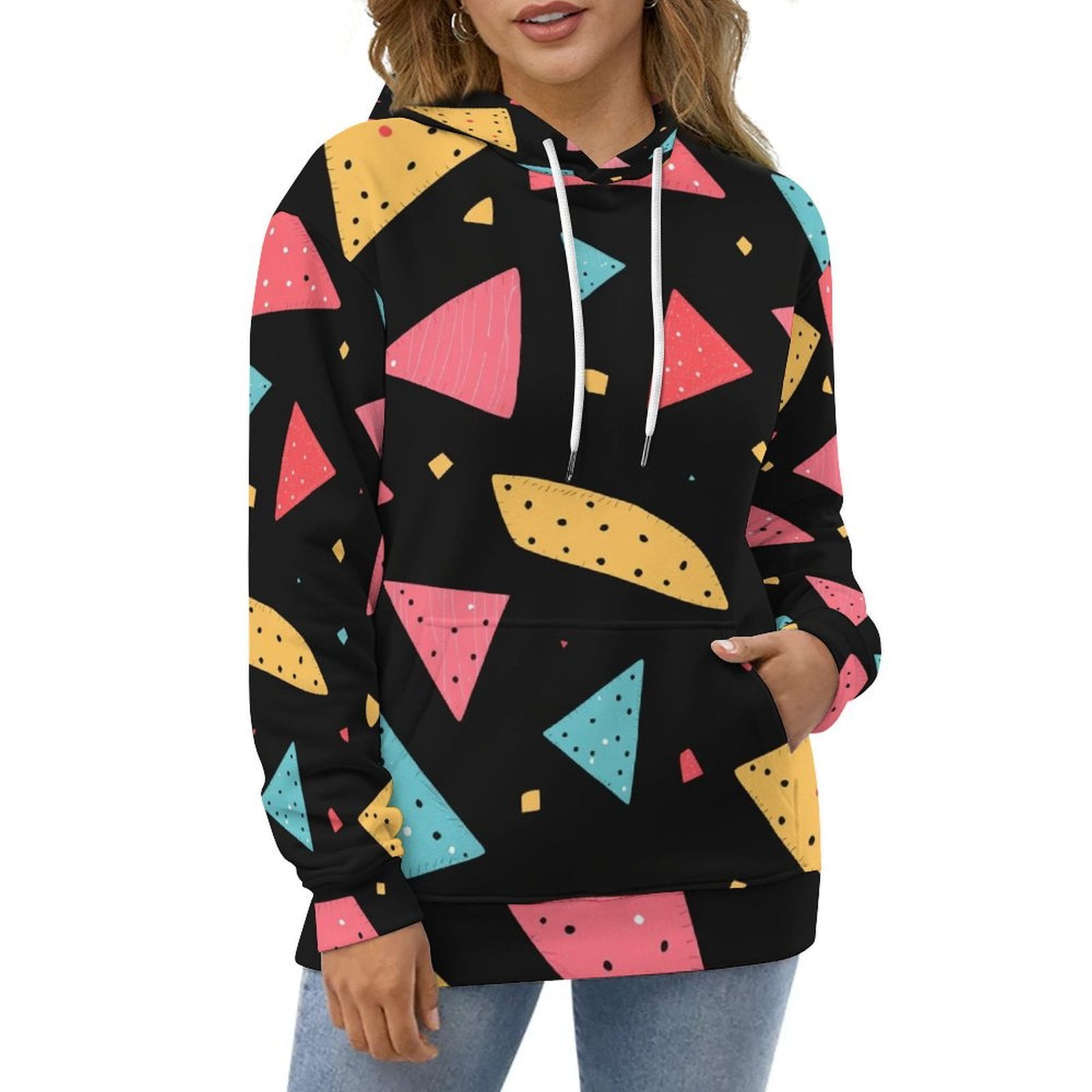 Colorful Triangle Pattern Hoodies Long-Sleeve Spring Fashion Oversize ...
