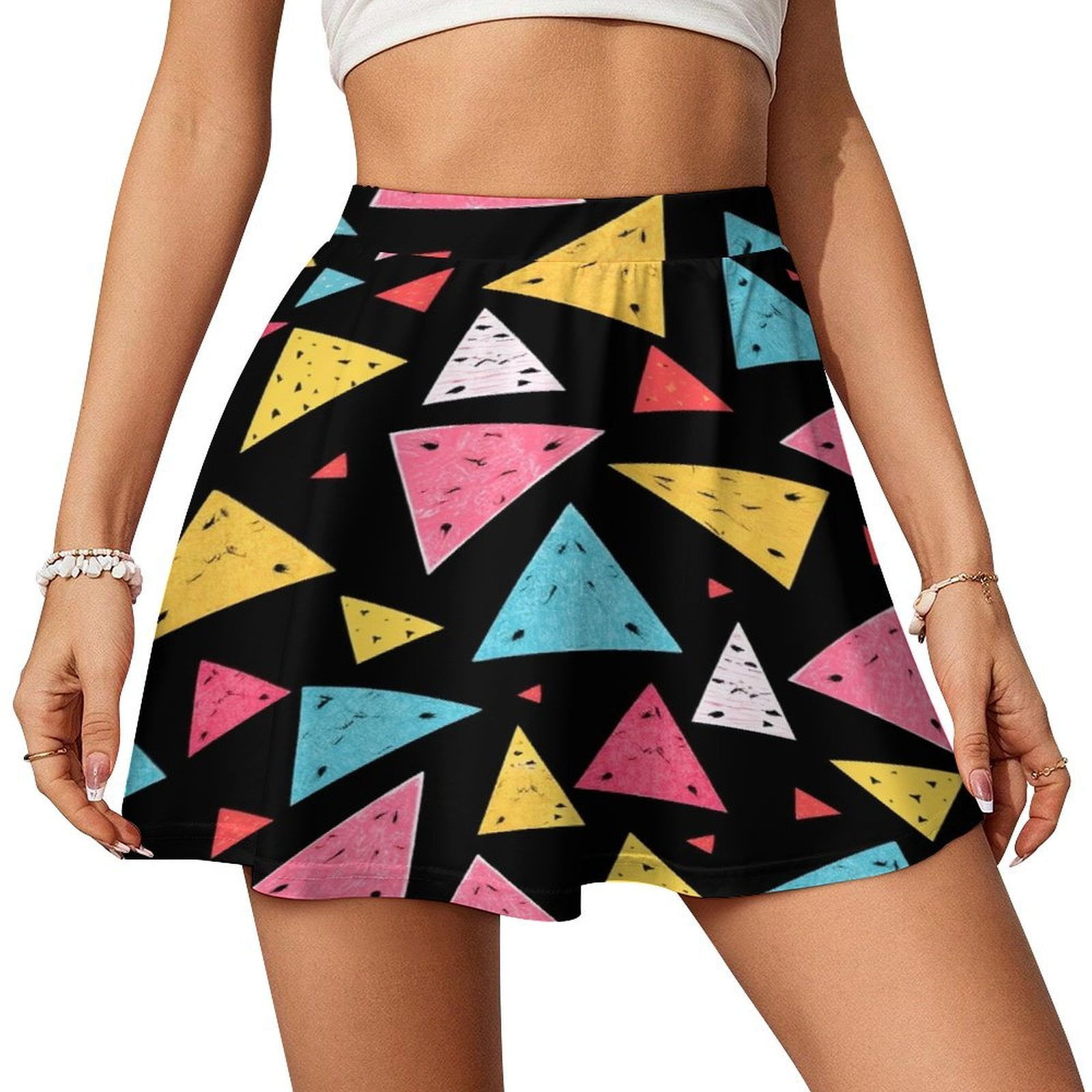 Colorful Triangle Pattern Skirt Summer Skating Skirts Trendy Mini Skirt ...