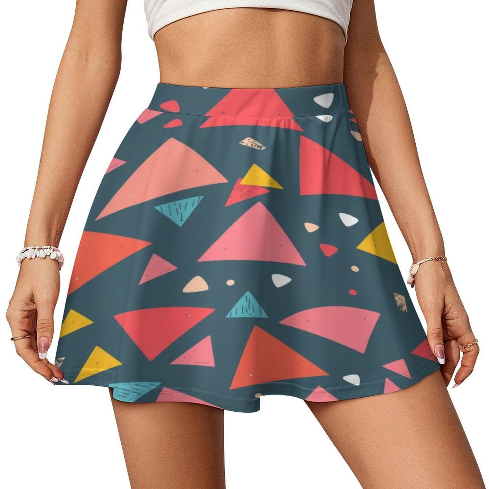 Colorful Triangle Pattern Skirt Women Cute Mini Skirts High Waist ...