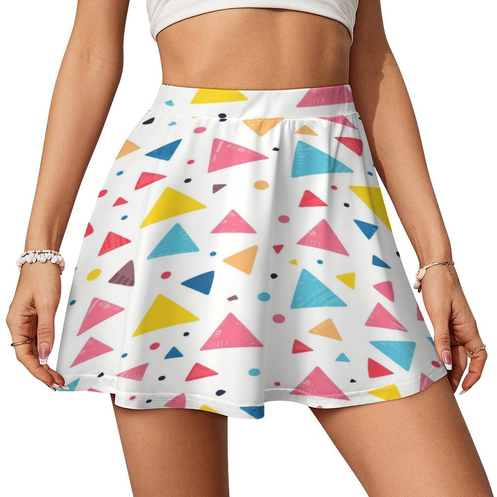 Colorful Triangle Pattern Skirt Womens Mini Skirts High-waisted Casual ...