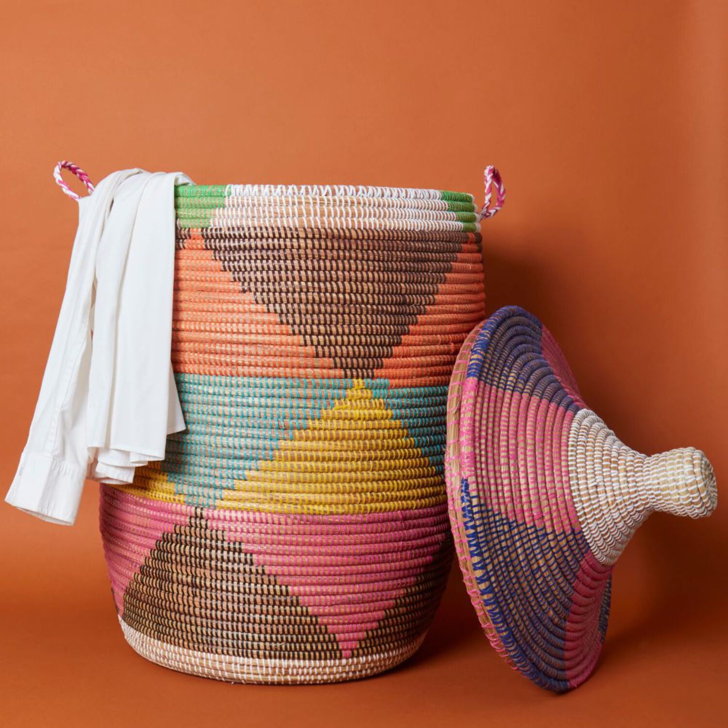 Decorative Wicker Baskets with Lid Handles, Laundry Hamper, Blanket ...