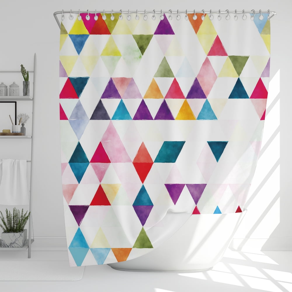 Colorful Triangular Geometric Pattern Shower Curtain Print Modern ...