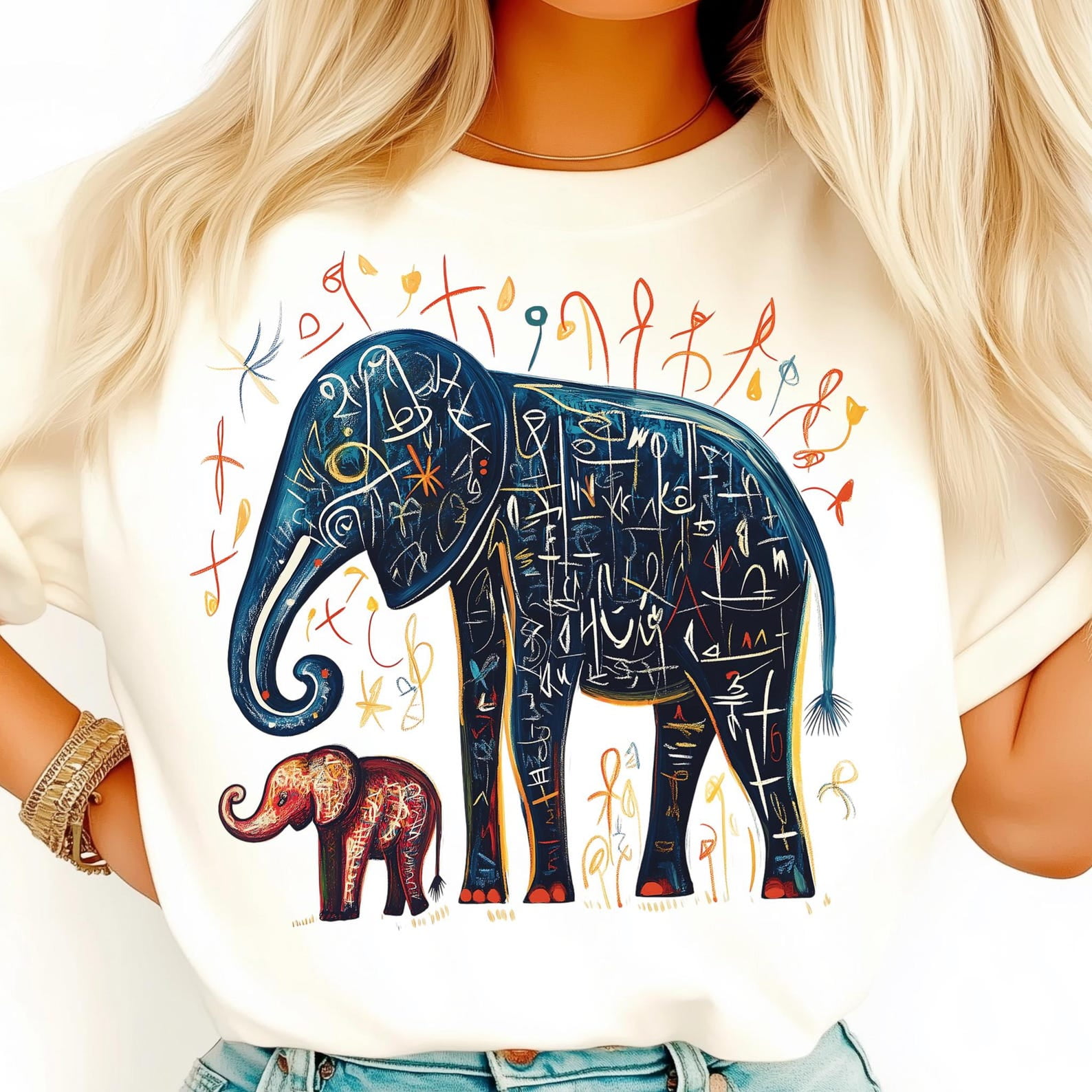 Colorful Tribal Elephant Shirt, Abstract Animal Art Clipart, Modern ...