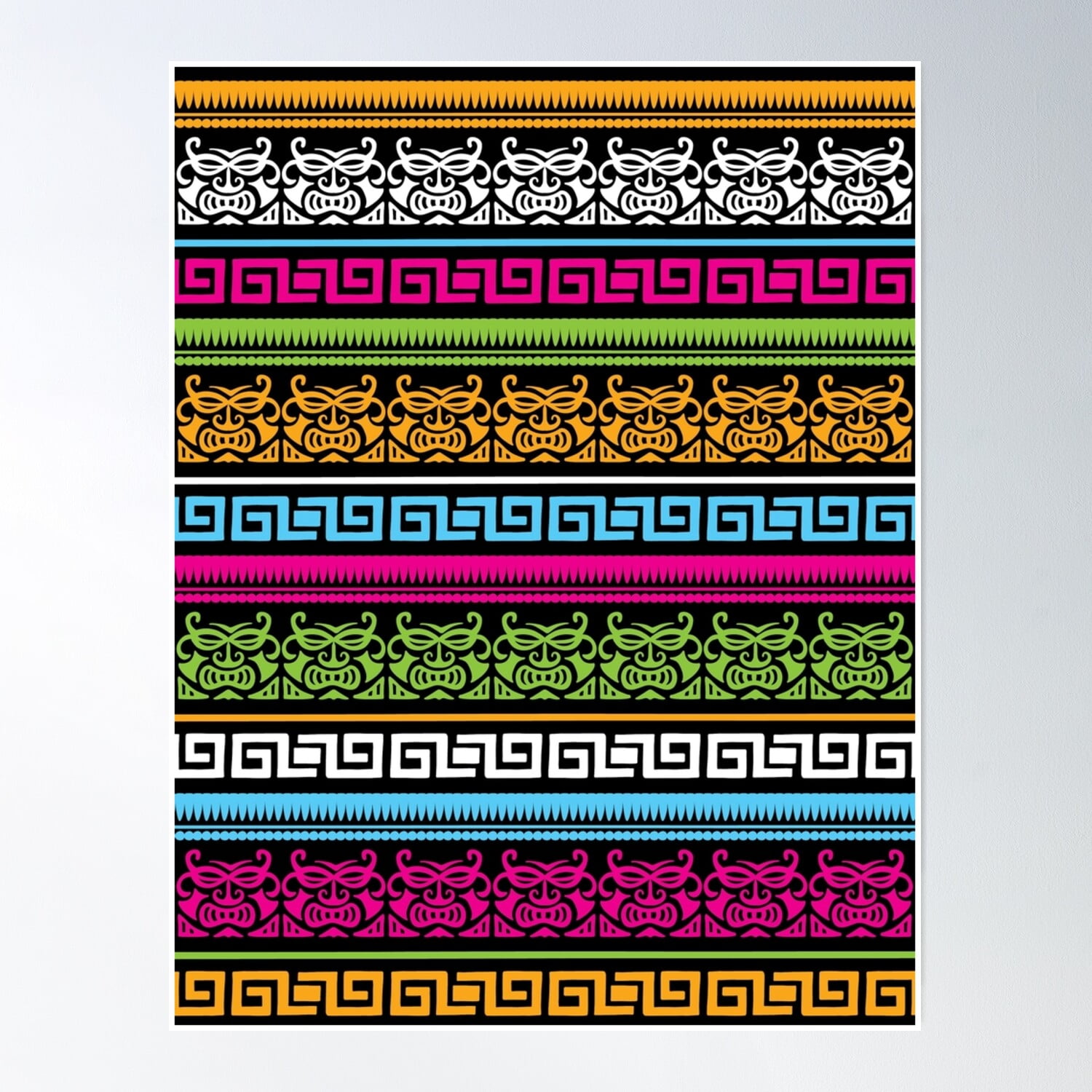 Colorful Tribal Hawaiian Party Luau Polynesian Pattern Poster Wall Art ...