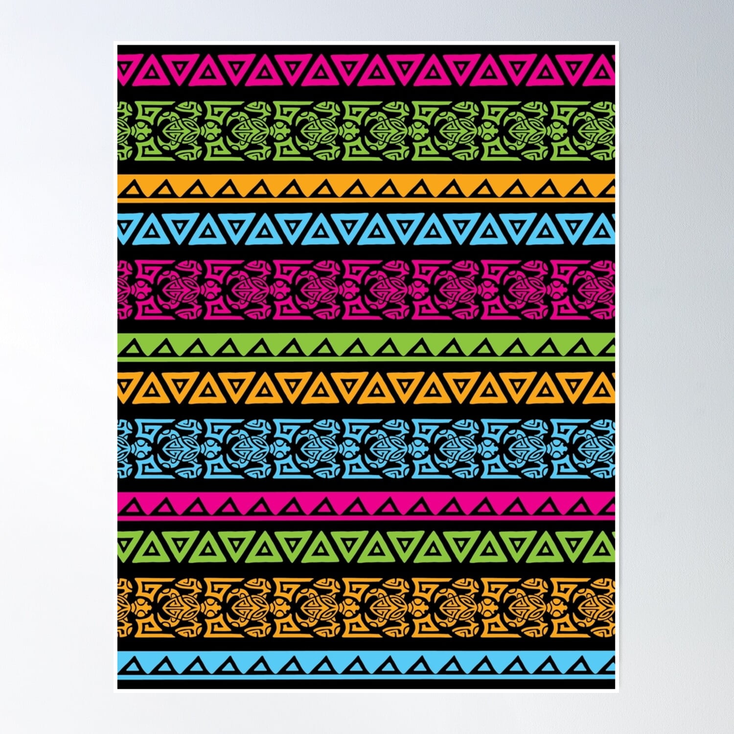Colorful Tribal Hawaiian Party Luau Polynesian Pattern Poster Wall Art ...