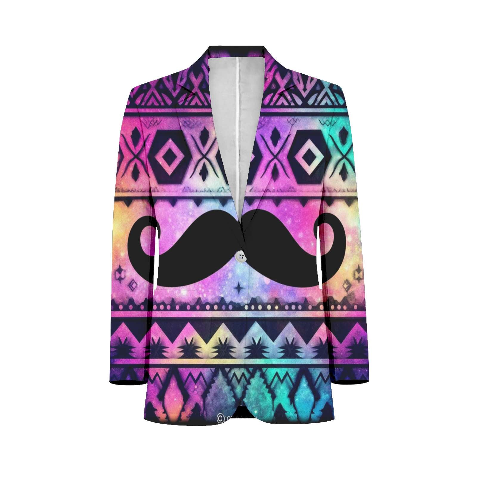 Colorful Tribal Pattern With Mustache Customized Men's Suits full man ...