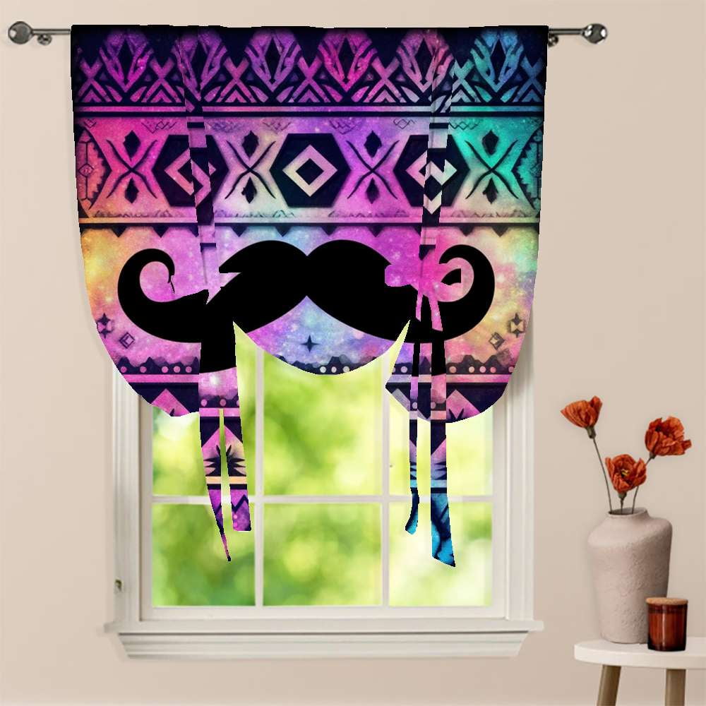 Colorful Tribal Pattern With Mustache Window Curtain for Living Room ...
