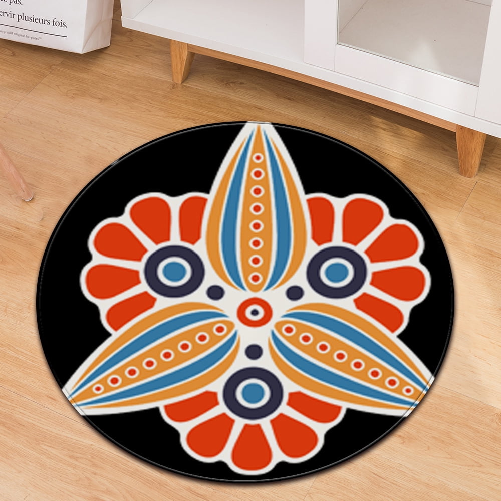 Colorful Trippy Swirl Modern Round Carpet Bedroom Floor Headboard ...