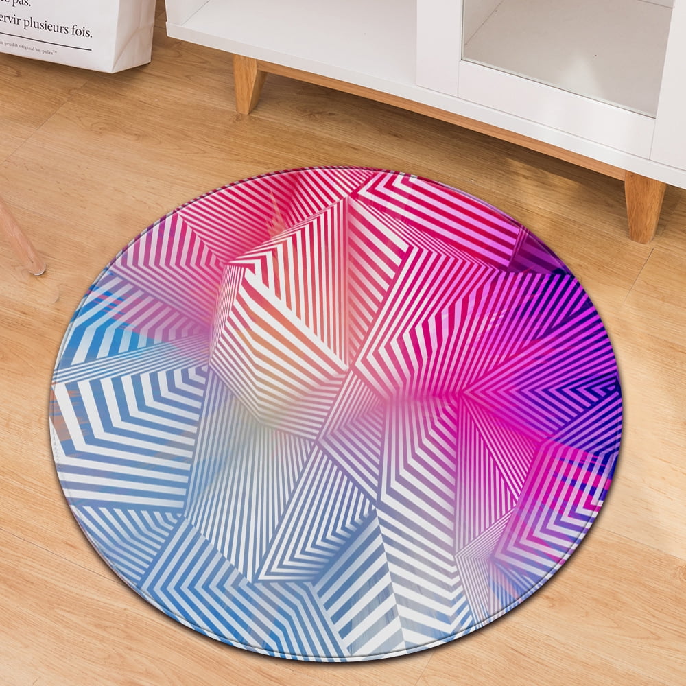 Colorful Trippy Swirl Modern Round Carpet Bedroom Floor Headboard ...