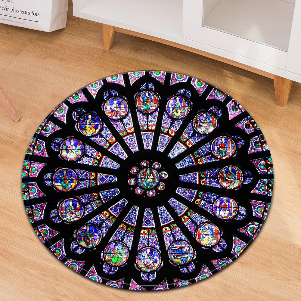 Colorful Trippy Swirl Modern Round Carpet Bedroom Floor Headboard ...
