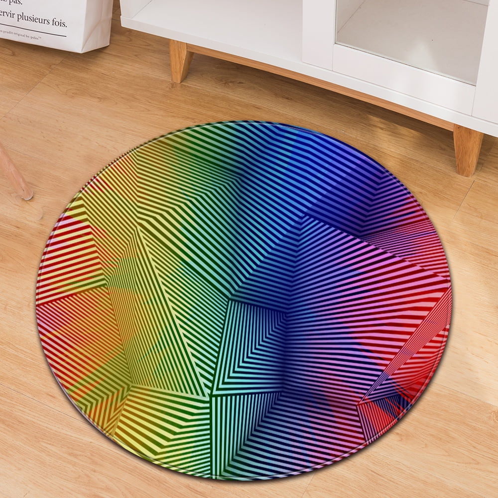 Colorful Trippy Swirl Modern Round Carpet Bedroom Floor Headboard ...