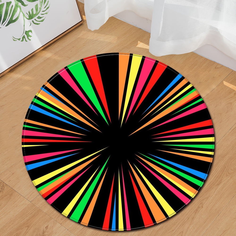Colorful Trippy Swirl Modern Round Carpet Bedroom Floor Headboard ...