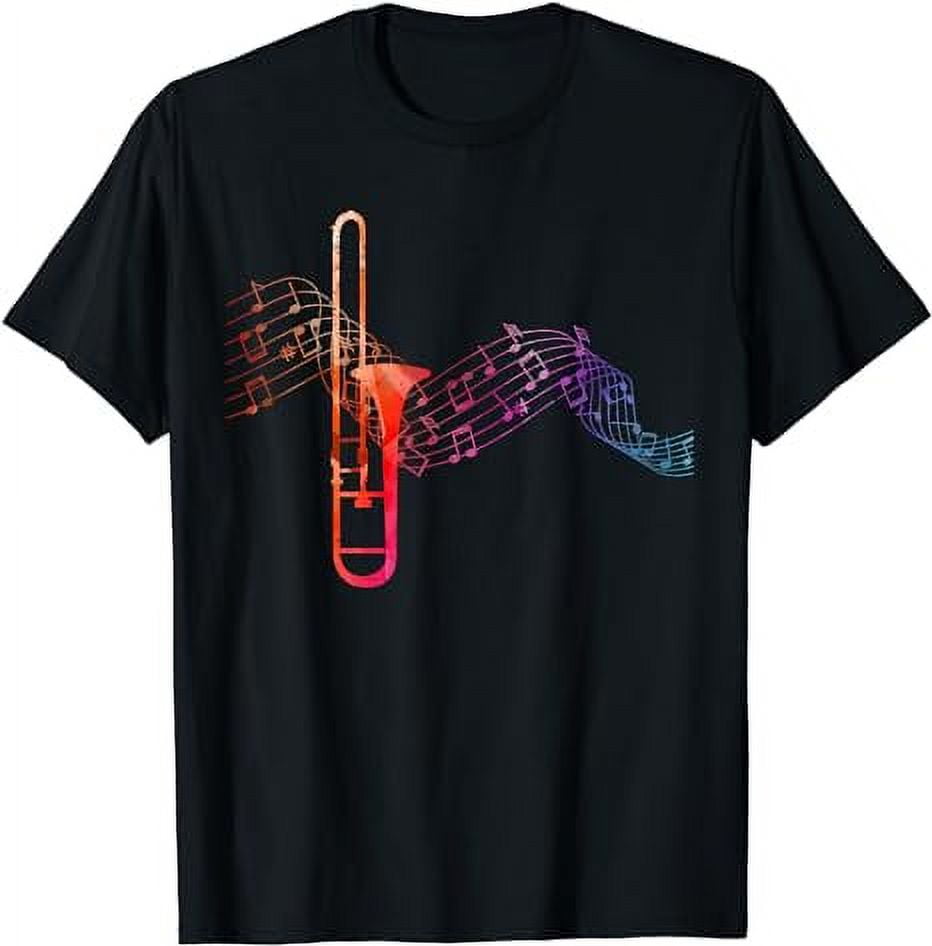 Colorful Trombone on Music sheet for Trombonist T-Shirt - Walmart.com