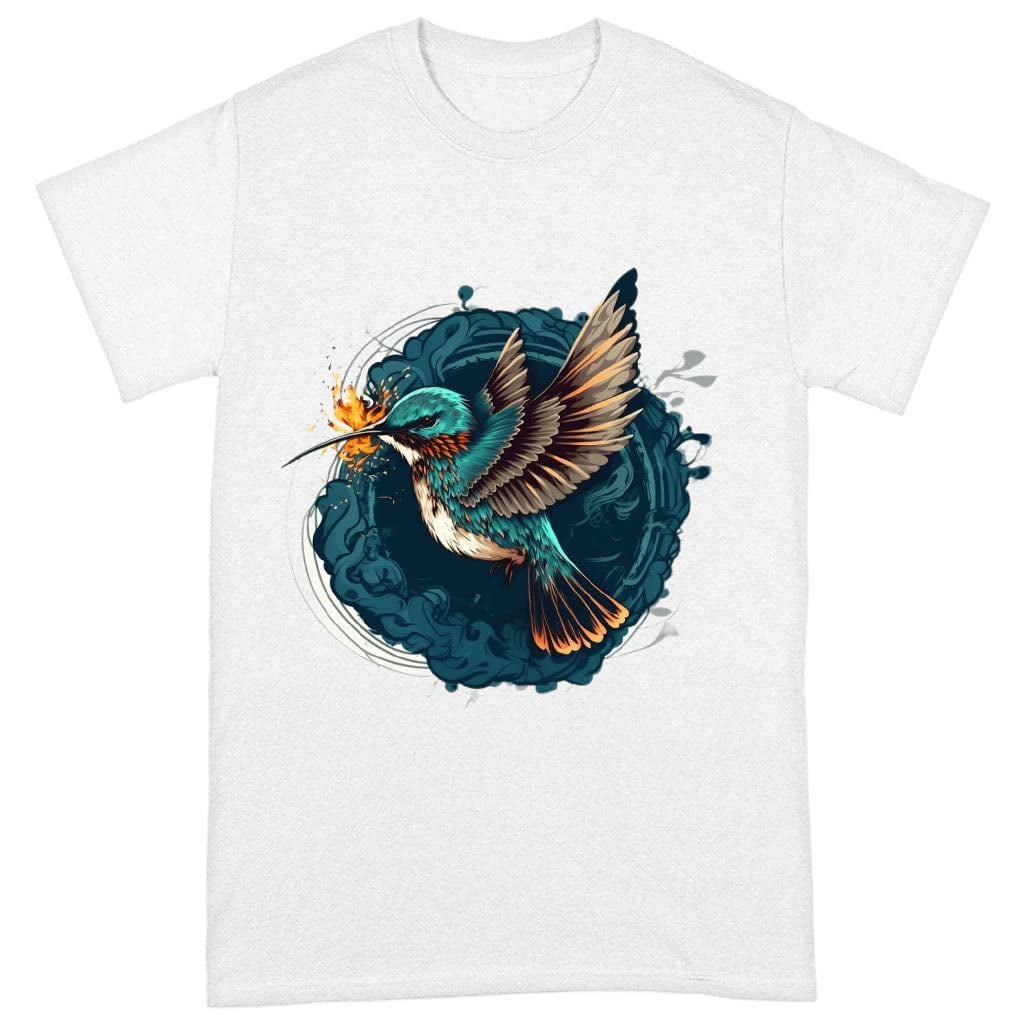 Colorful Tropical Bird Heavy Cotton T-Shirt - Multi Color Tee Shirt ...