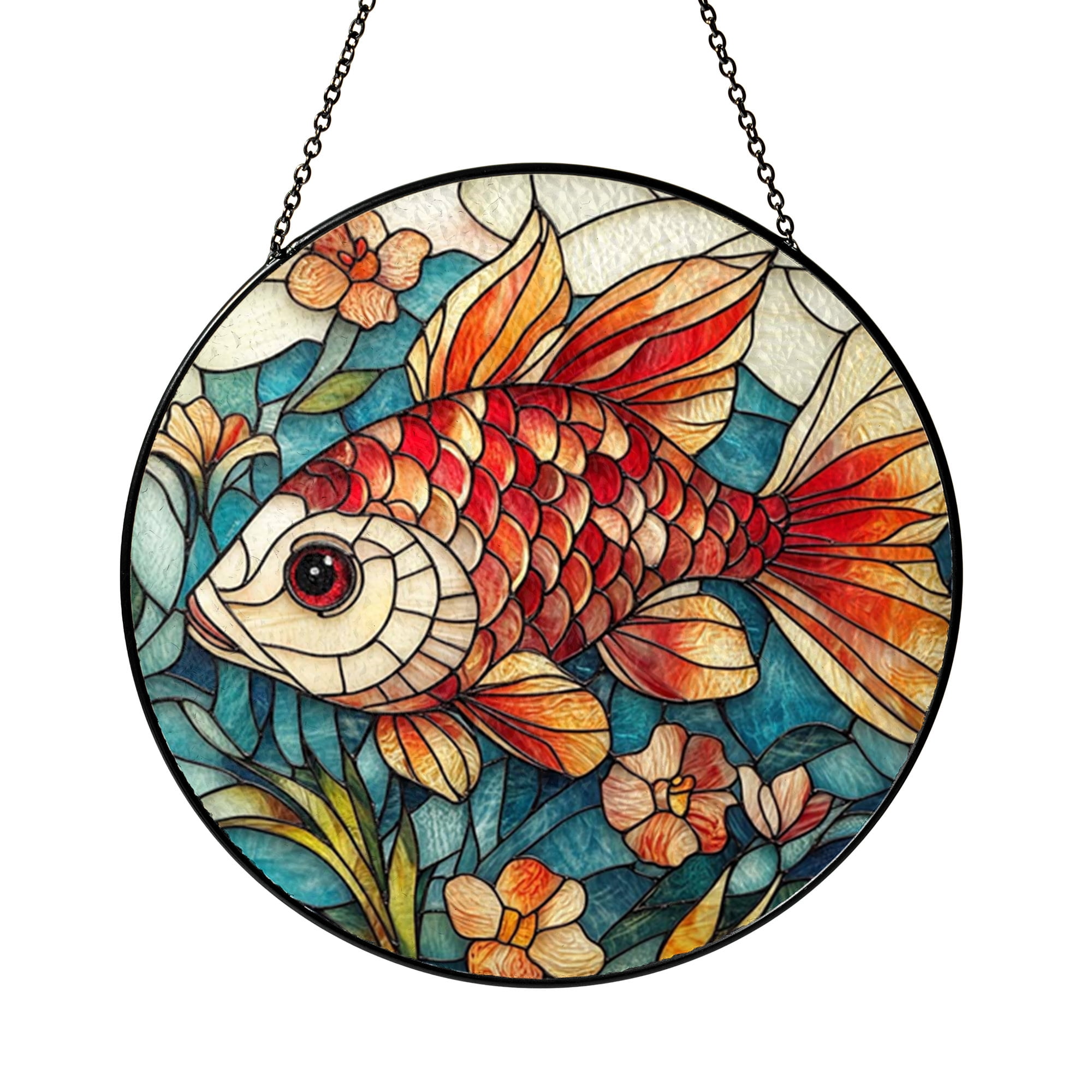 Colorful Tropical Fish Acrylic Suncatcher Stained Glass Style, Floral ...