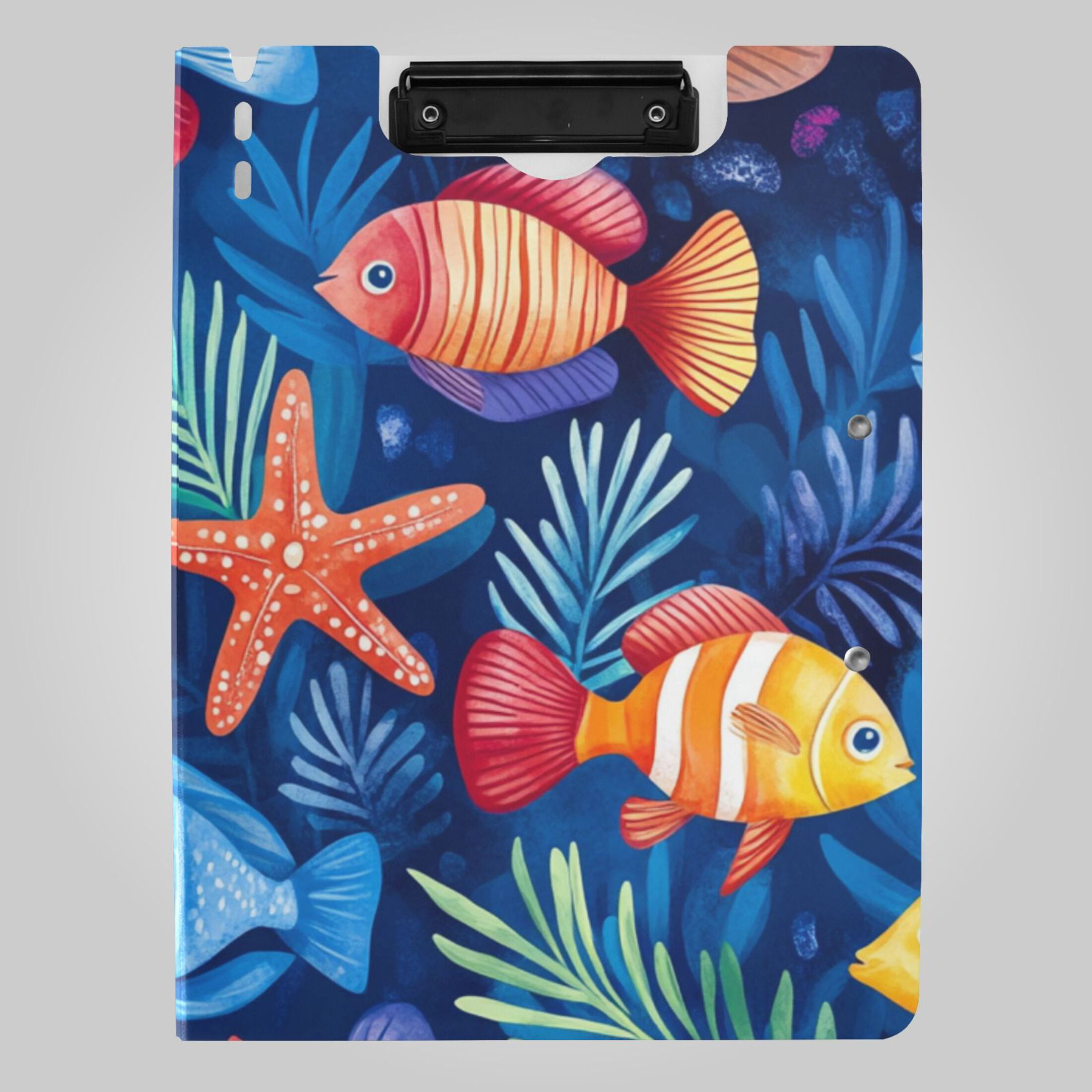 Colorful Tropical Fishes Leaves Starfishes Foldable Binder Folder ...