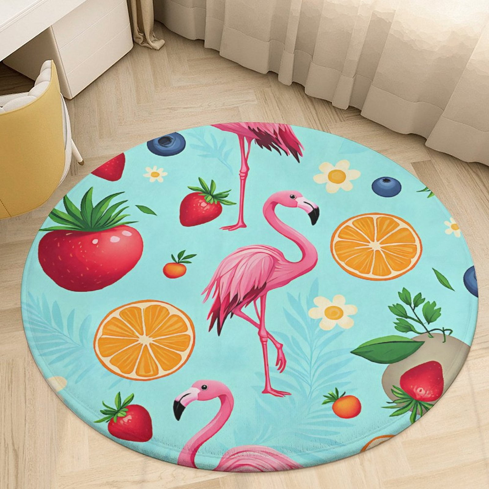 Colorful Tropical Flamingos Round Area Rugs for Bedroom Living Room ...