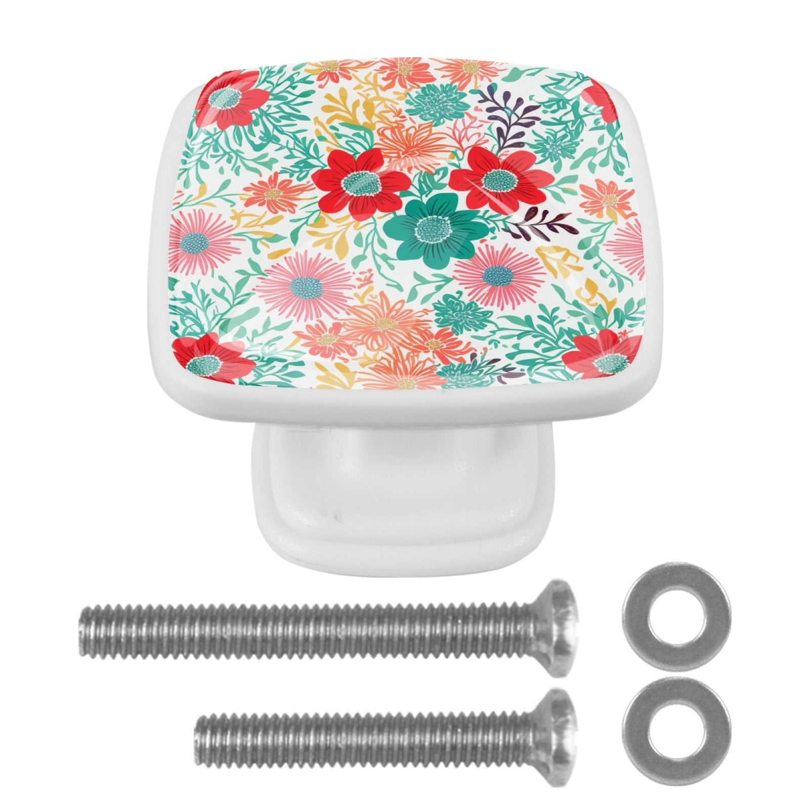 Colorful Tropical Floral Cabinets Door and Drawers Knobs Pulls ...