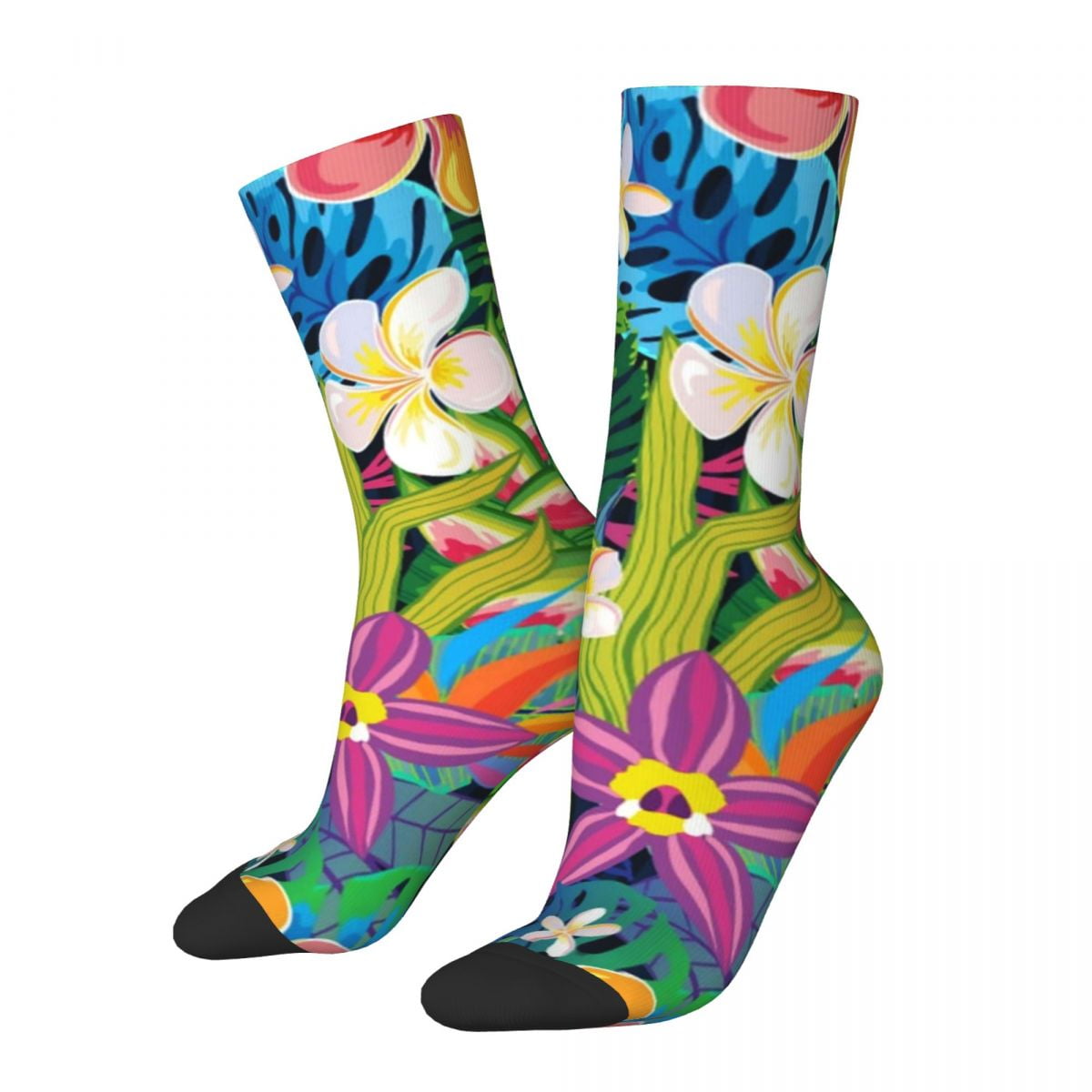 Colorful Tropical Floral Socks Autumn Bright Flower Print Stockings ...