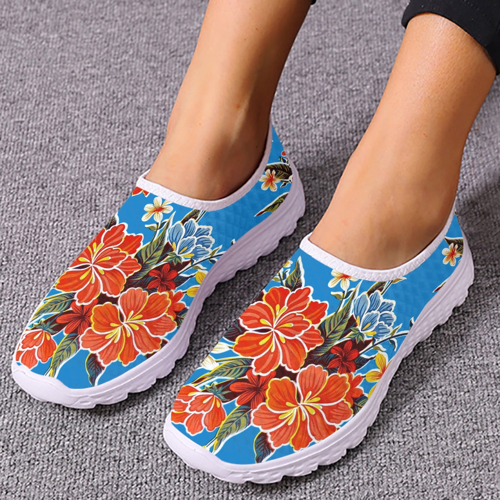 Colorful Tropical Flower With Bird of Paradise Painting Flat Shoes for ...