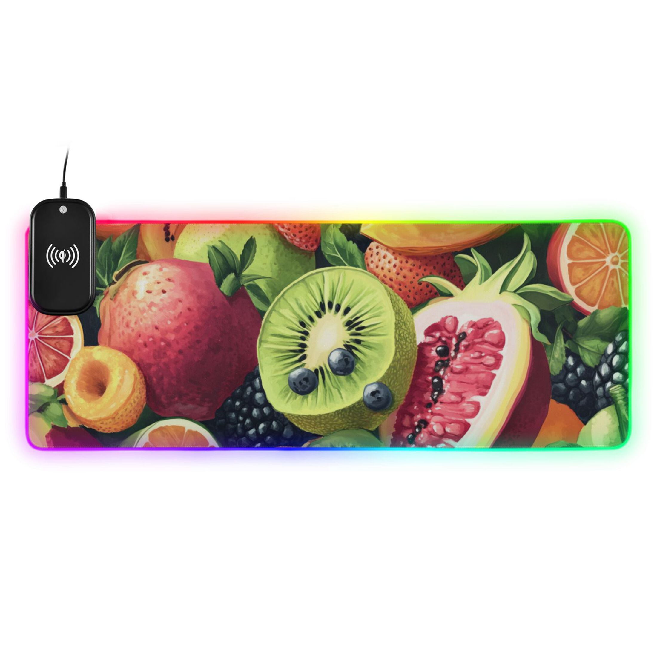 Colorful Tropical Fruit Wireless Charging RGB Gaming Mouse Pad Large ...