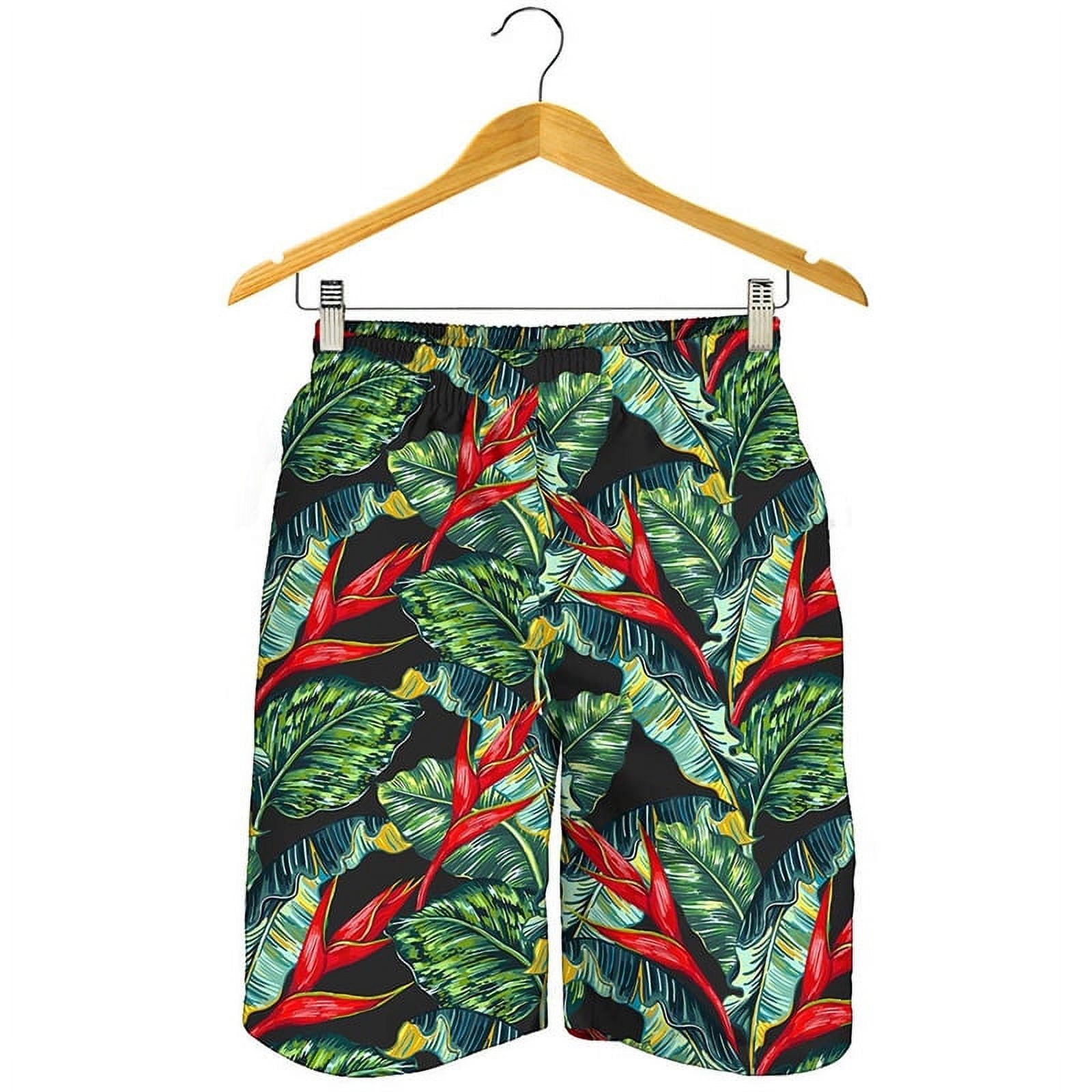 Colorful Tropical Leaf Graphic Beach Shorts For Men 3D Printed Plants ...