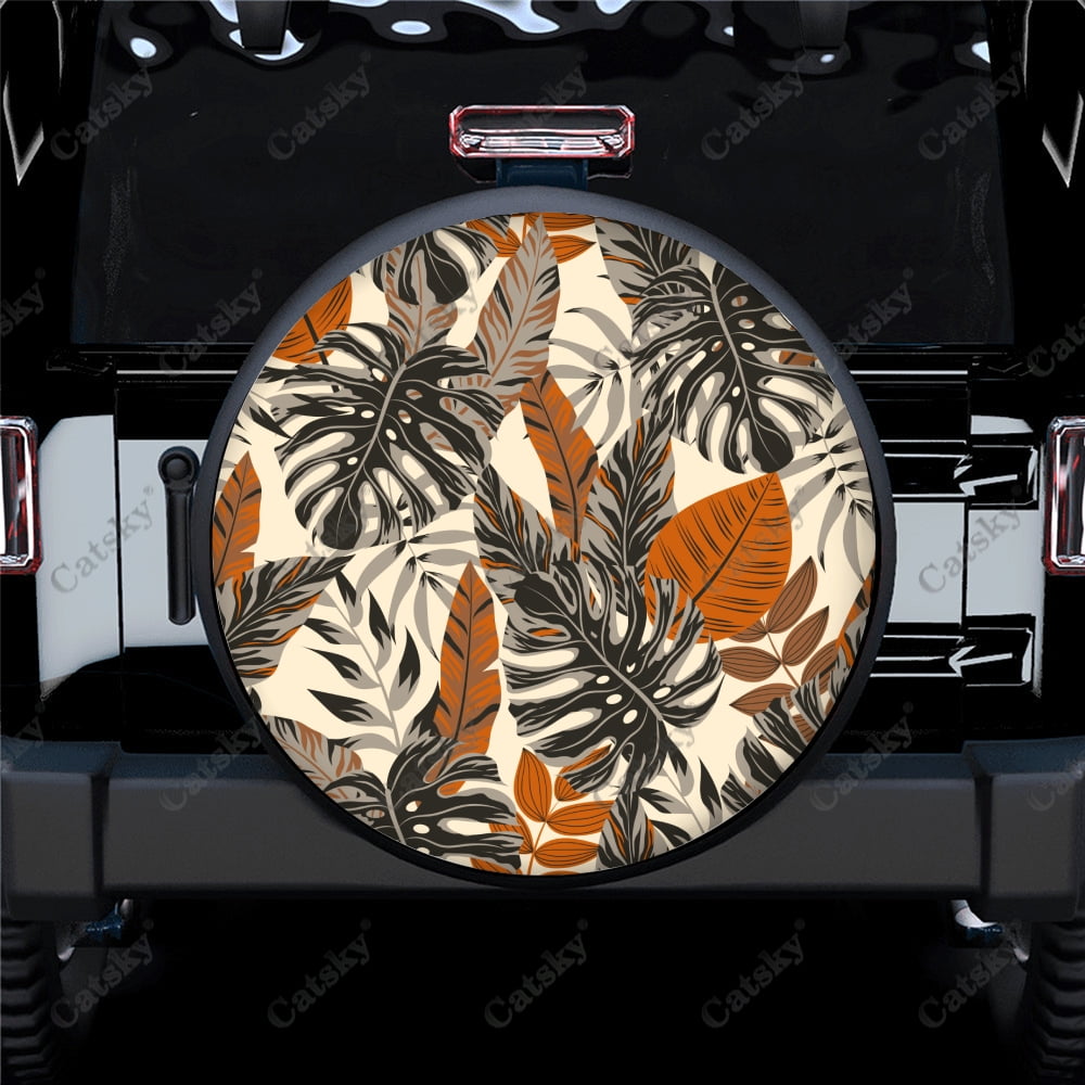 Colorful Tropical Leaves And Flowers Polyester Universal Spare Wheel ...