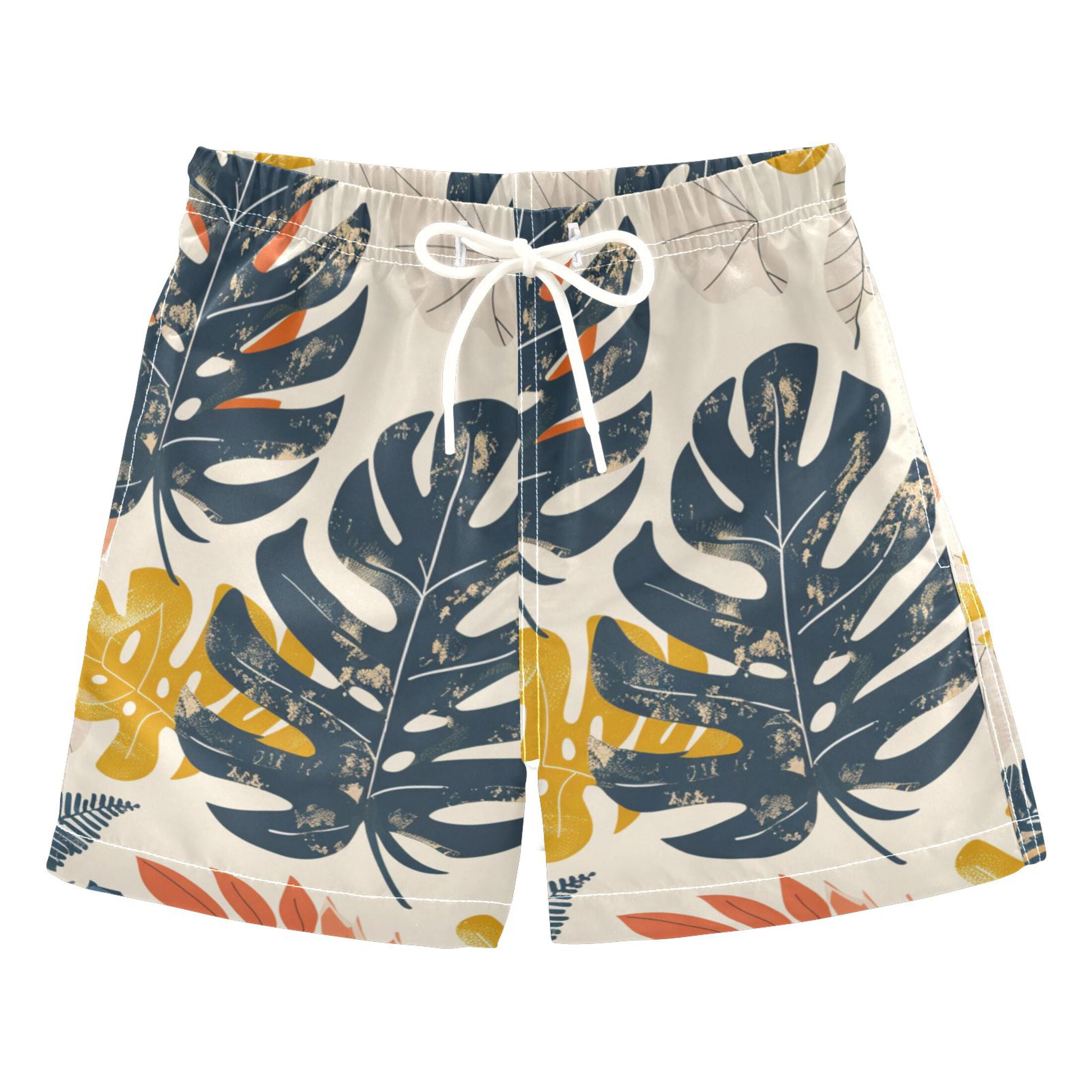 Colorful Tropical Leaves Boys' Swim Trunks Board Shorts Beach Pants ...