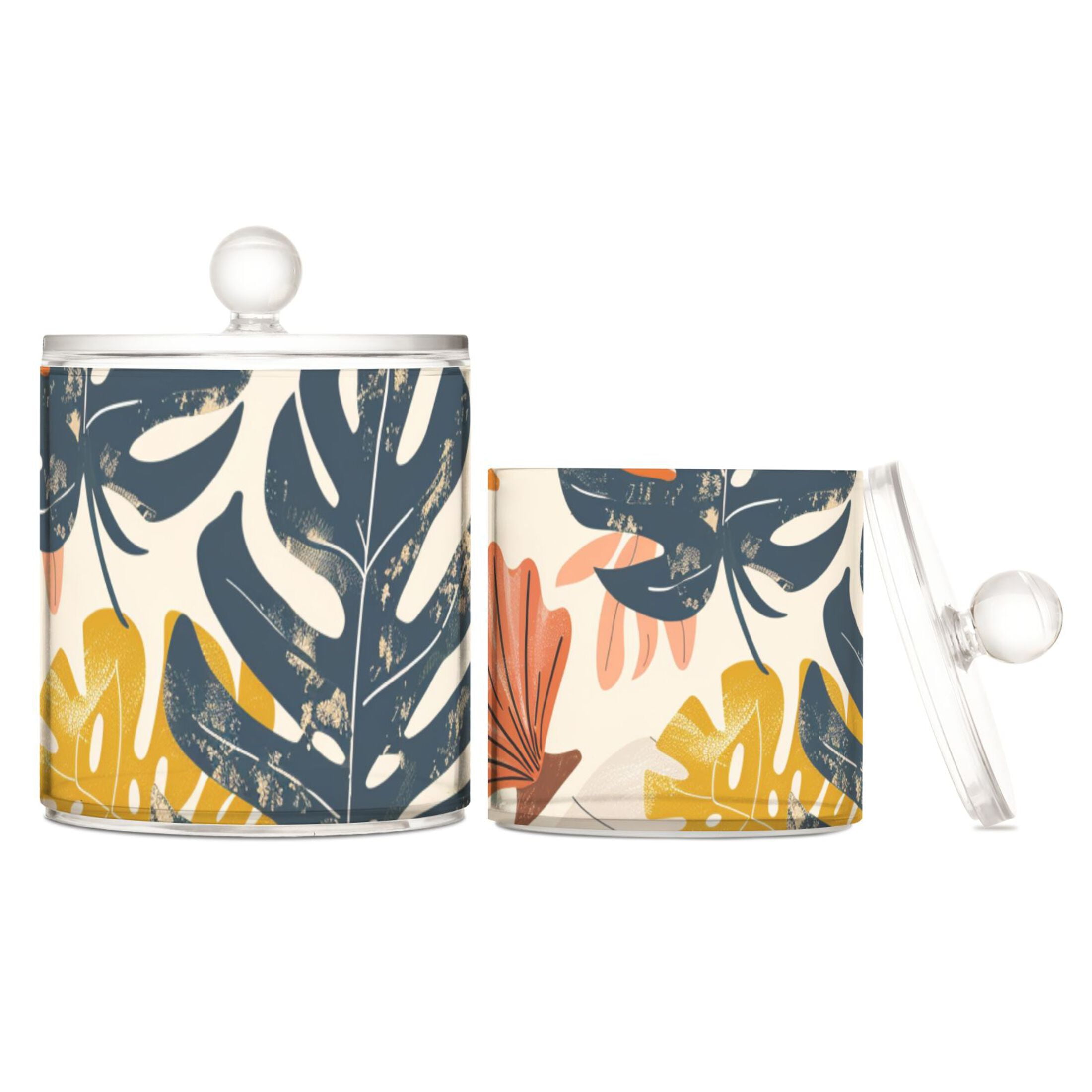 Colorful Tropical Leaves Translucent Plastic Cans Storage Canisters ...