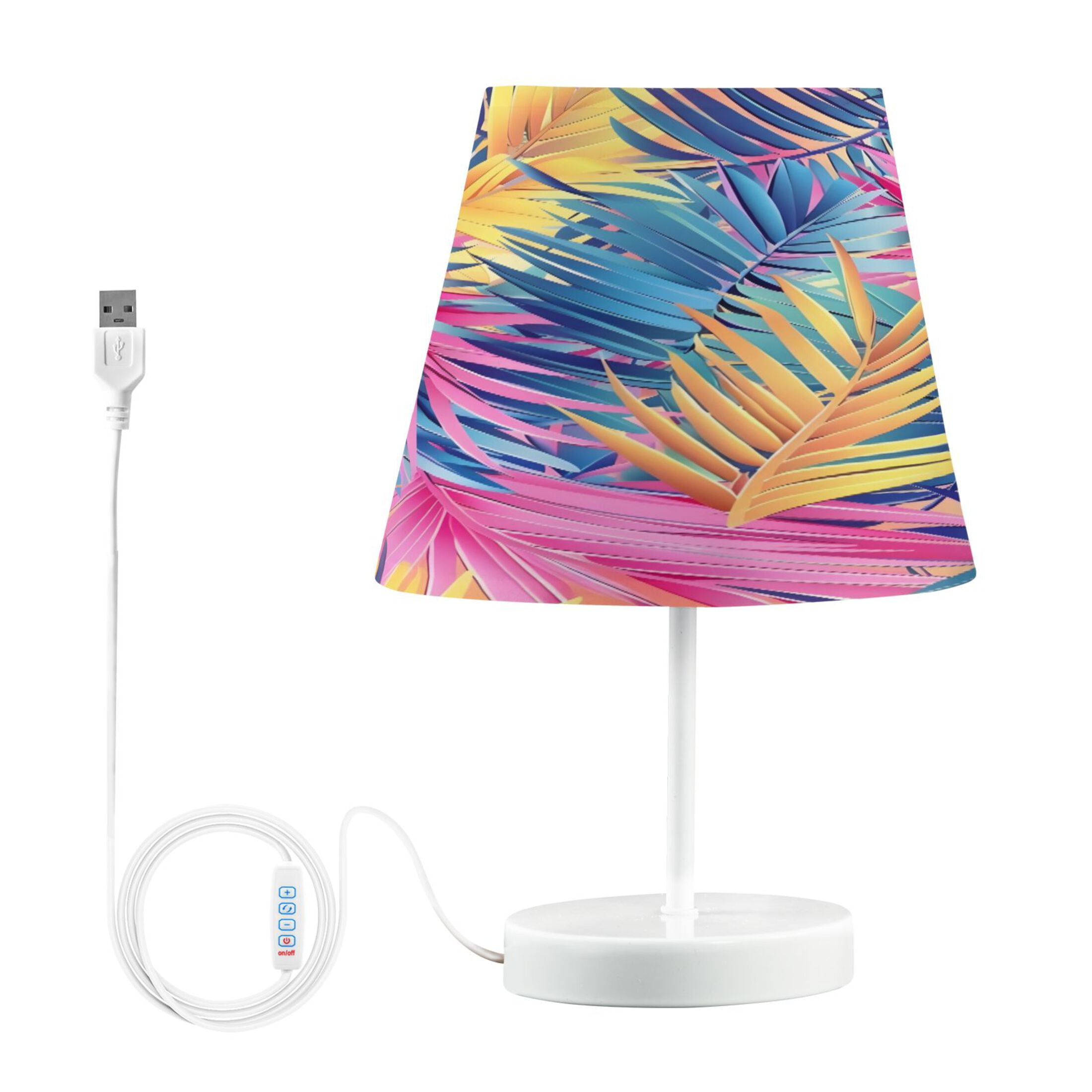 Colorful Tropical Palm Leaves Desk Lamp LED Table Nightstand Lamps with ...
