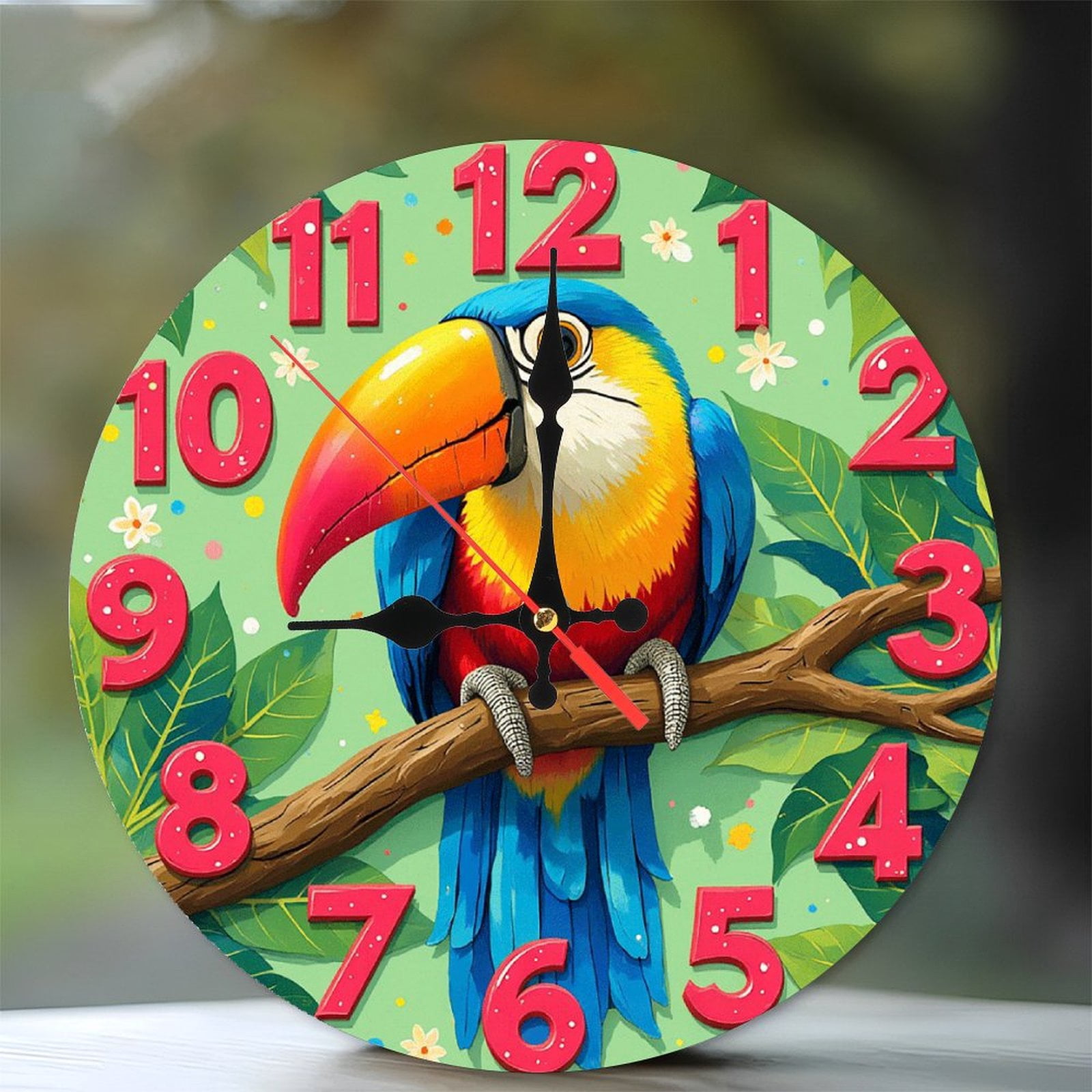 Colorful Tropical Toucan Wall Clock for Home Decor 10-Inch Silent ...