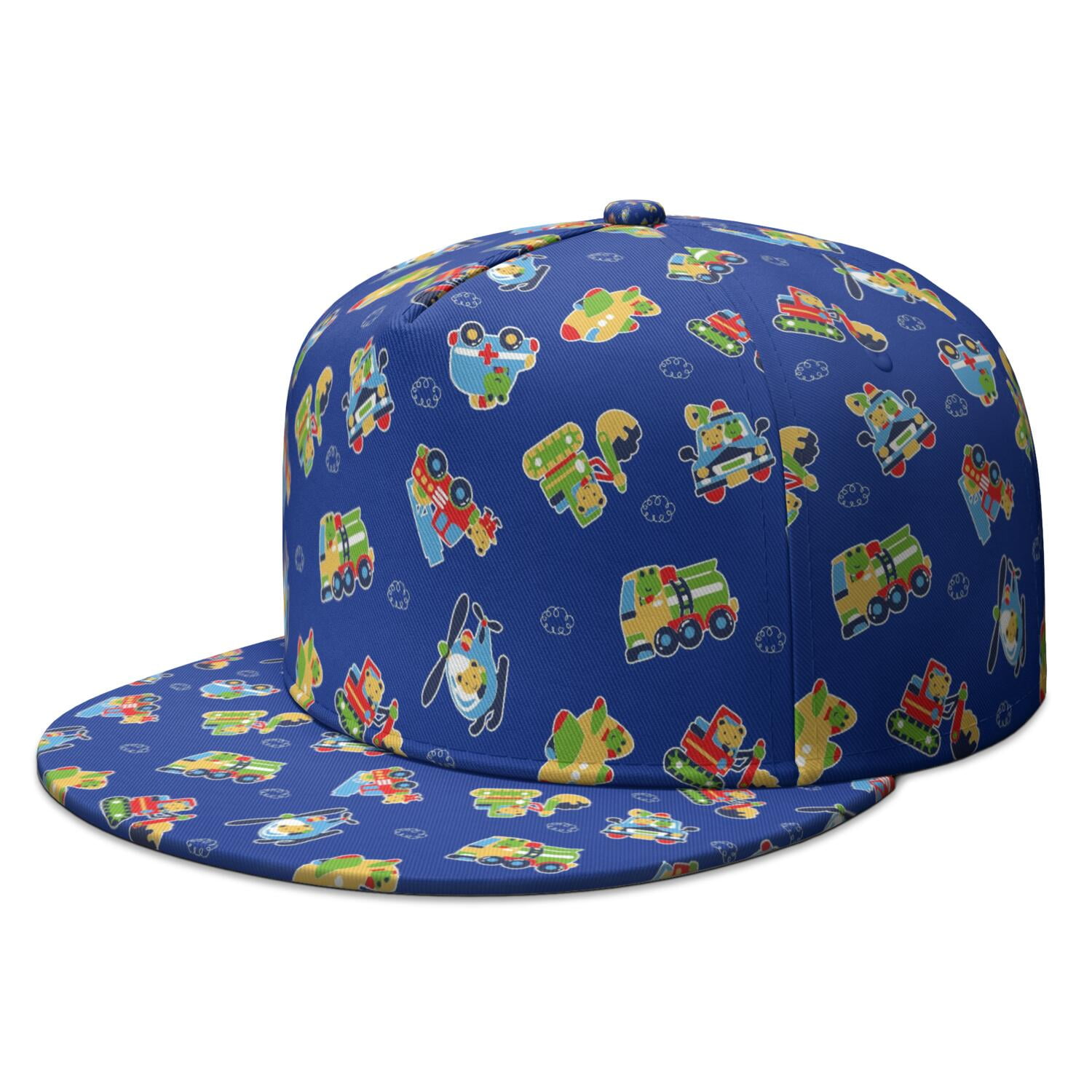 Colorful Trucker Cap – Construction Themed Flat Brim Snapback Hat, Adjustable Unisex Hip Hop ...