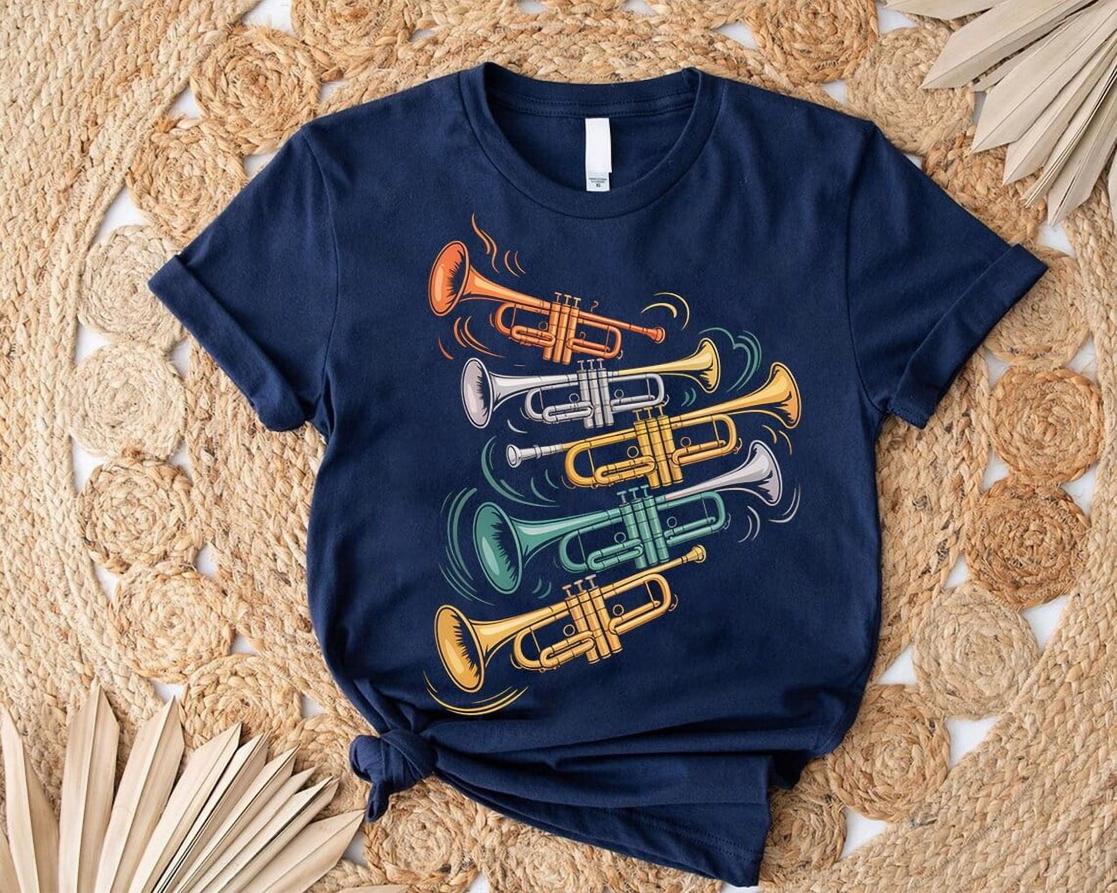 Colorful Trumpets T-Shirt: Jazz Band Music Tee - Musician Gift All Size ...