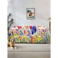 Colorful Tulip Couch Cover, Spring Floral Watercolor Botanical ...
