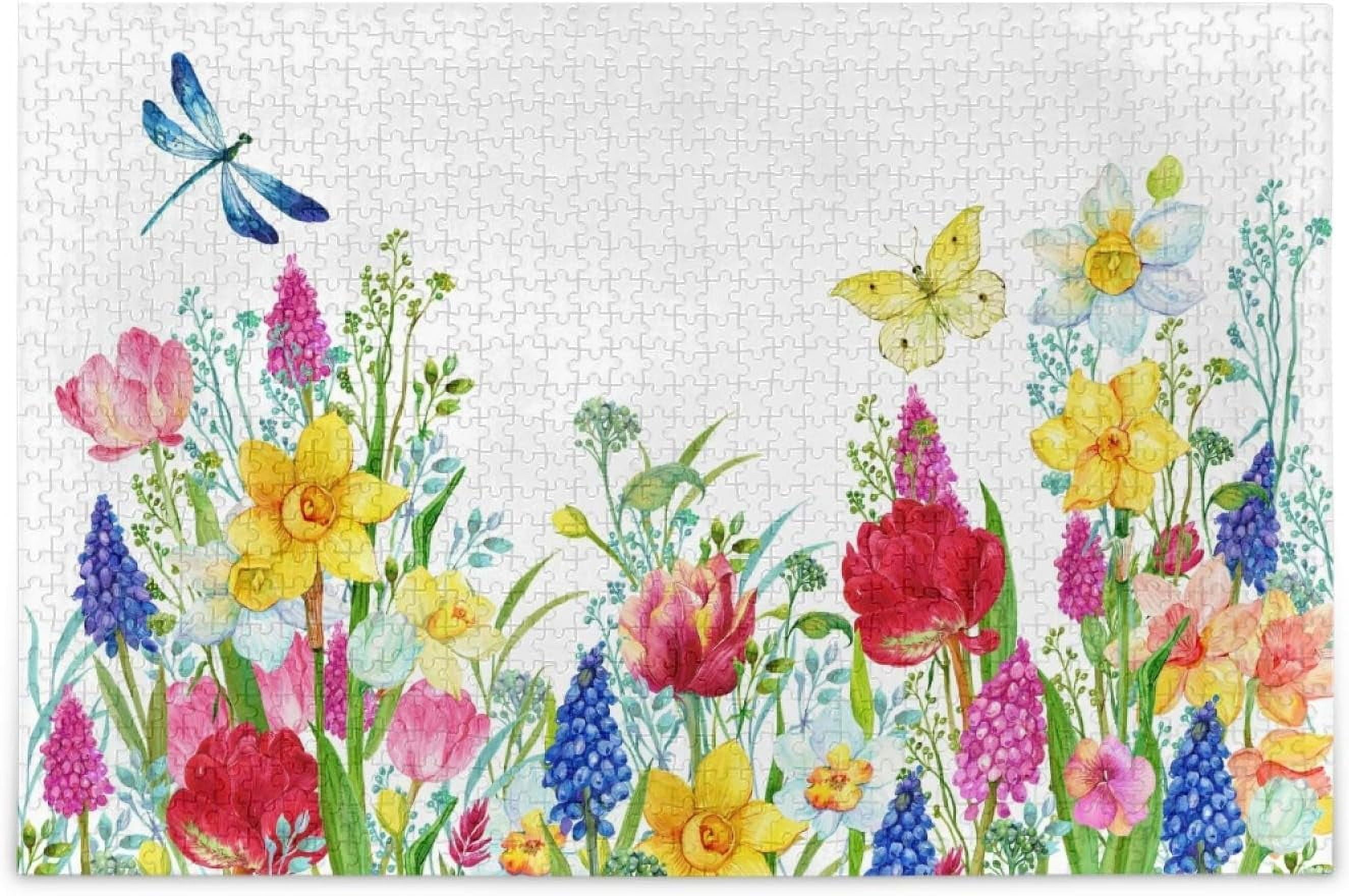 Colorful Tulip Flower Dragonfly Puzzle for Adults 1000 Piece Puzzles ...