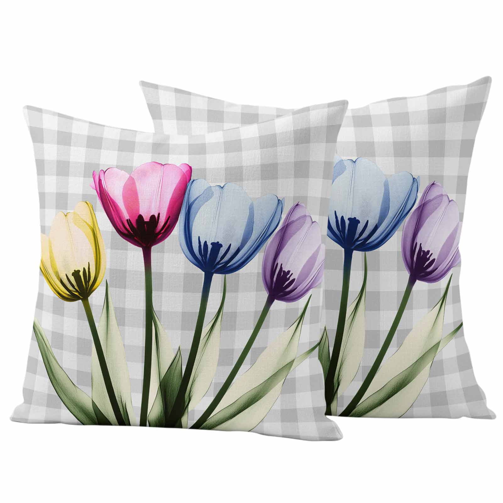 Colorful Tulip Outdoor Waterproof Pillow Covers, Farmhouse Elegant ...