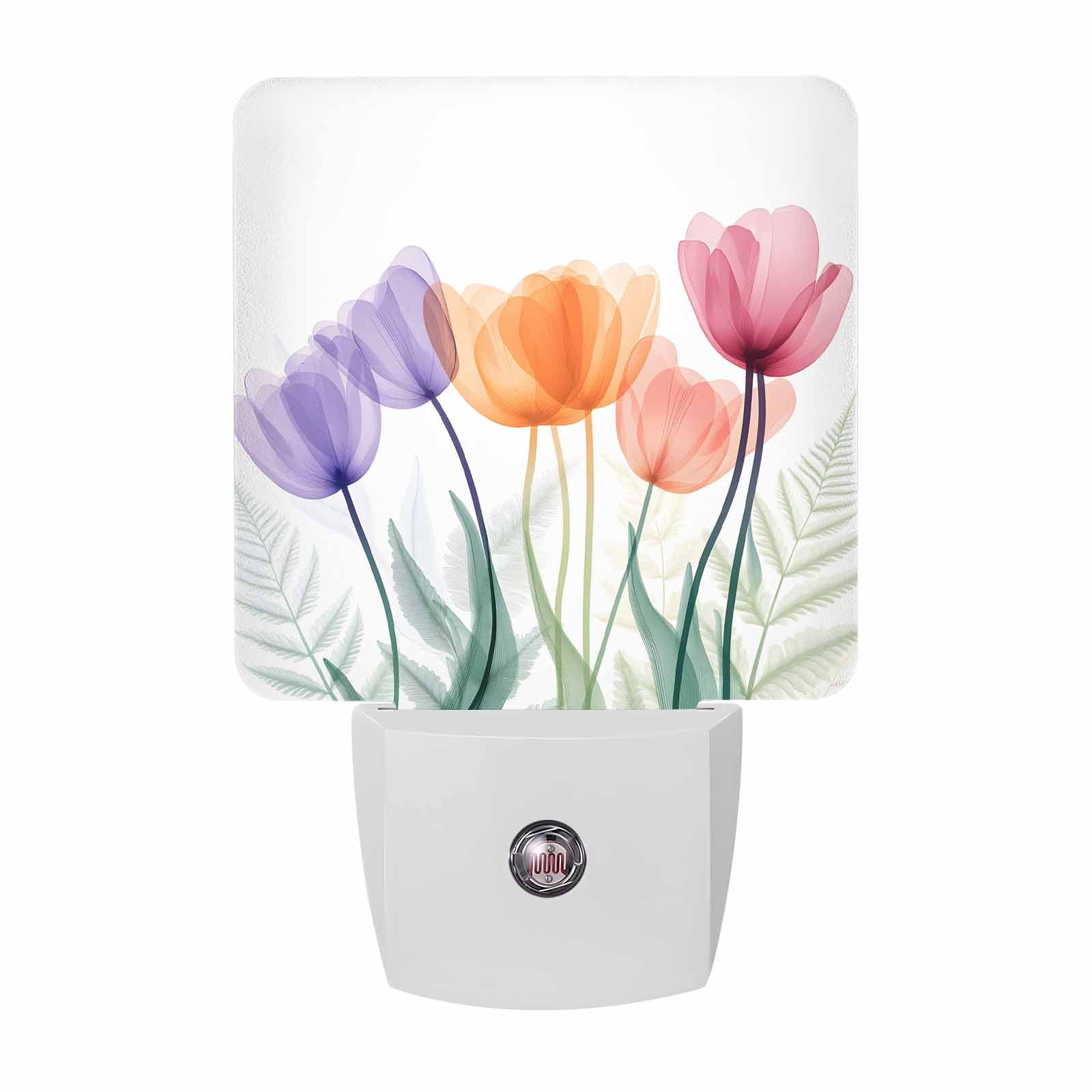 Colorful Tulip Plug-in LED Night Lights Plant Flower Auto Dusk-to-Dawn ...